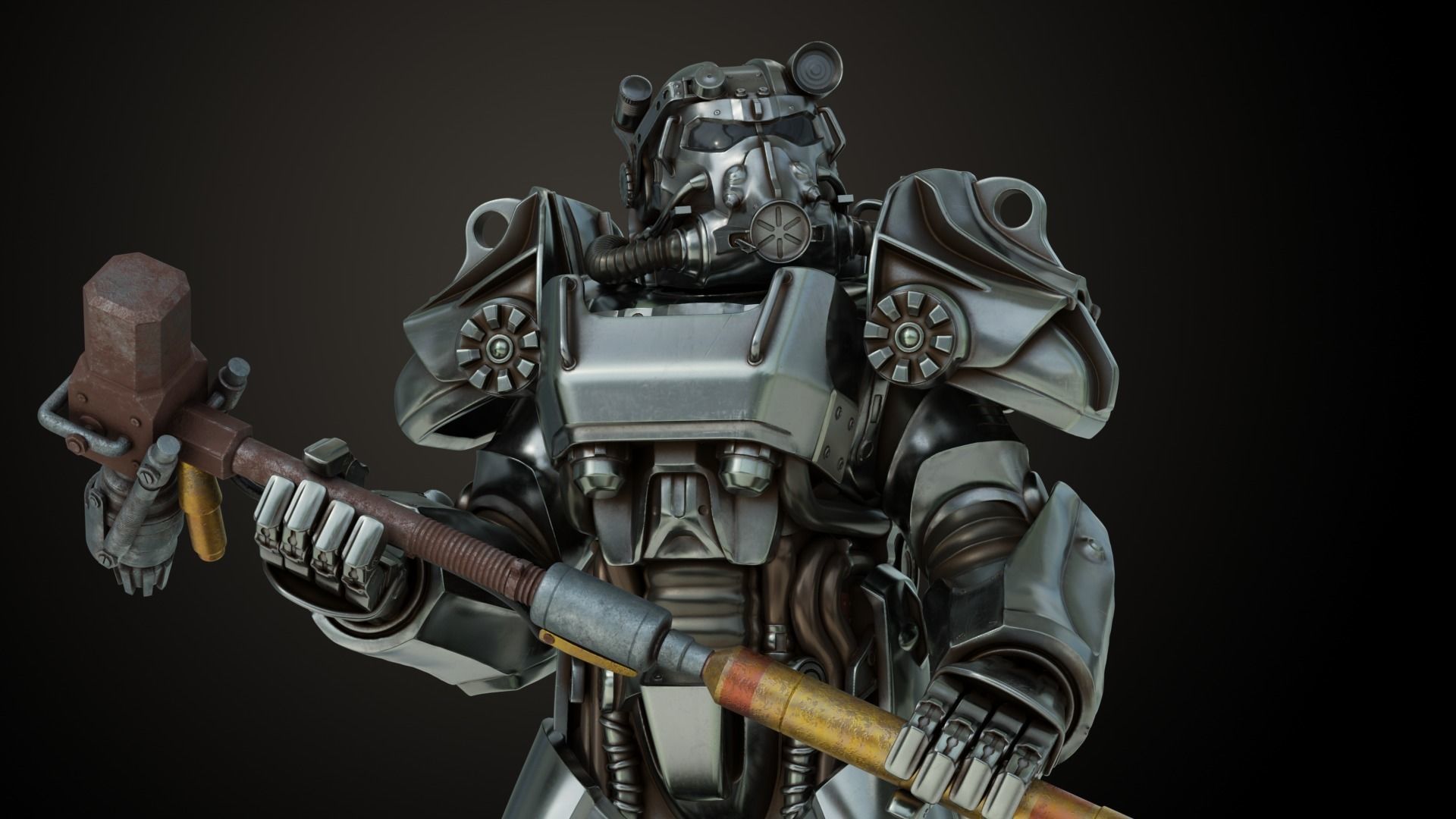 Fallout T60 Battle Pose 3D model 3D printable | CGTrader