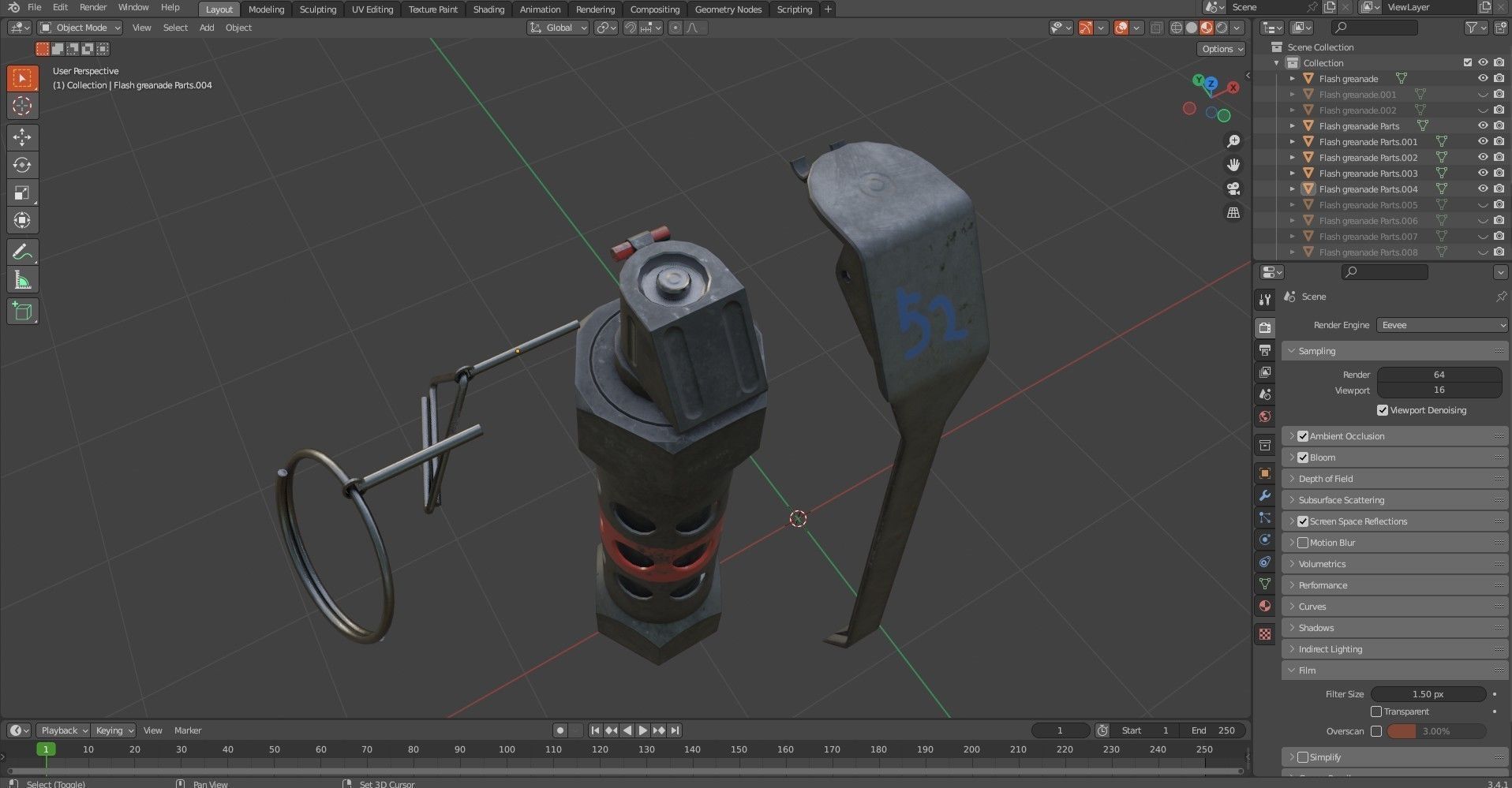 3D model Flash Grenade 3 Pack VR / AR / low-poly | CGTrader