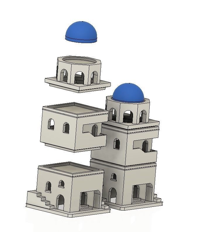 Santorini buildings 3D model 3D printable | CGTrader