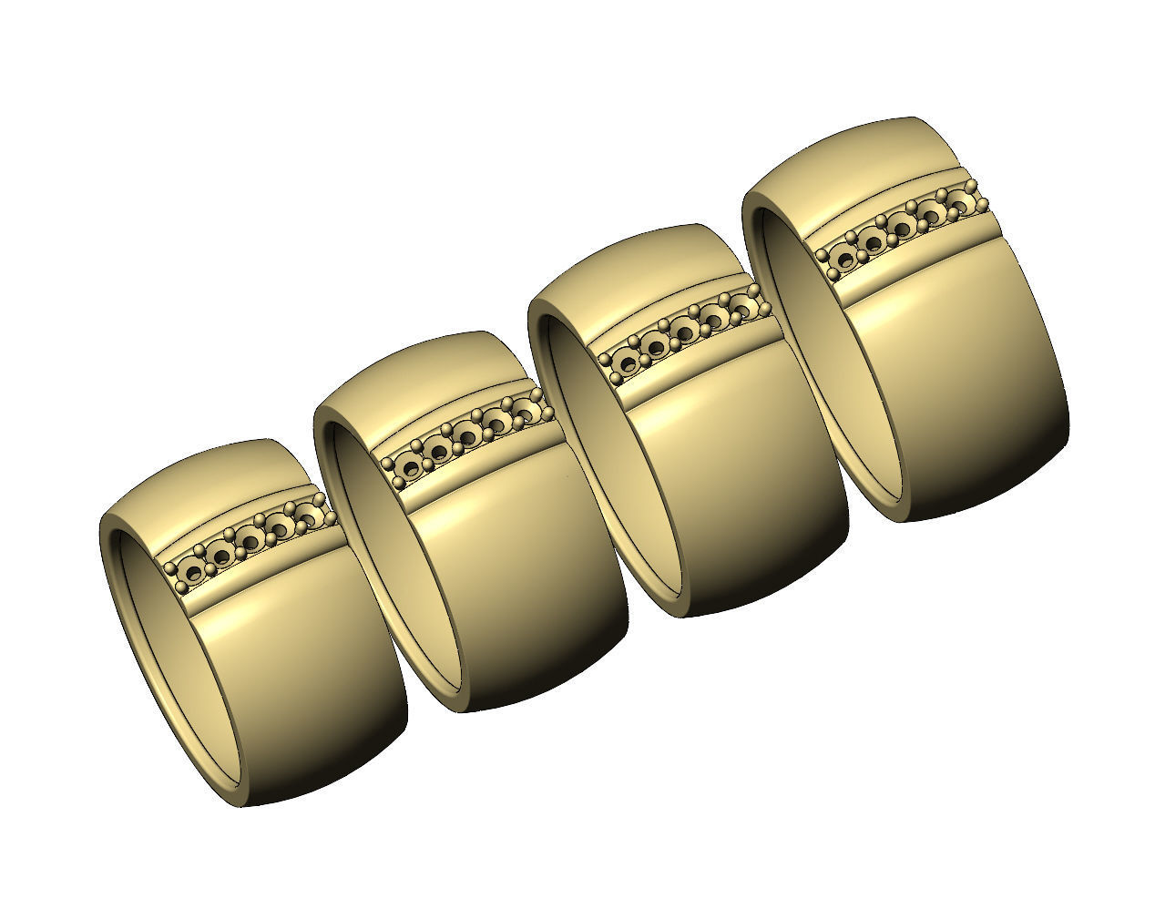 Wide ribbed diamond line dome cigar band US sizes 7to10 3D model 3D ...