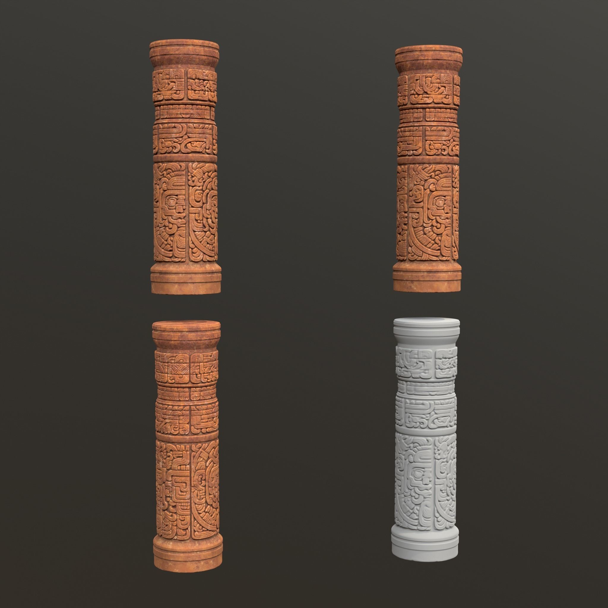 High poly Yellow Mayan Temple Pillar 230812 3D model | CGTrader