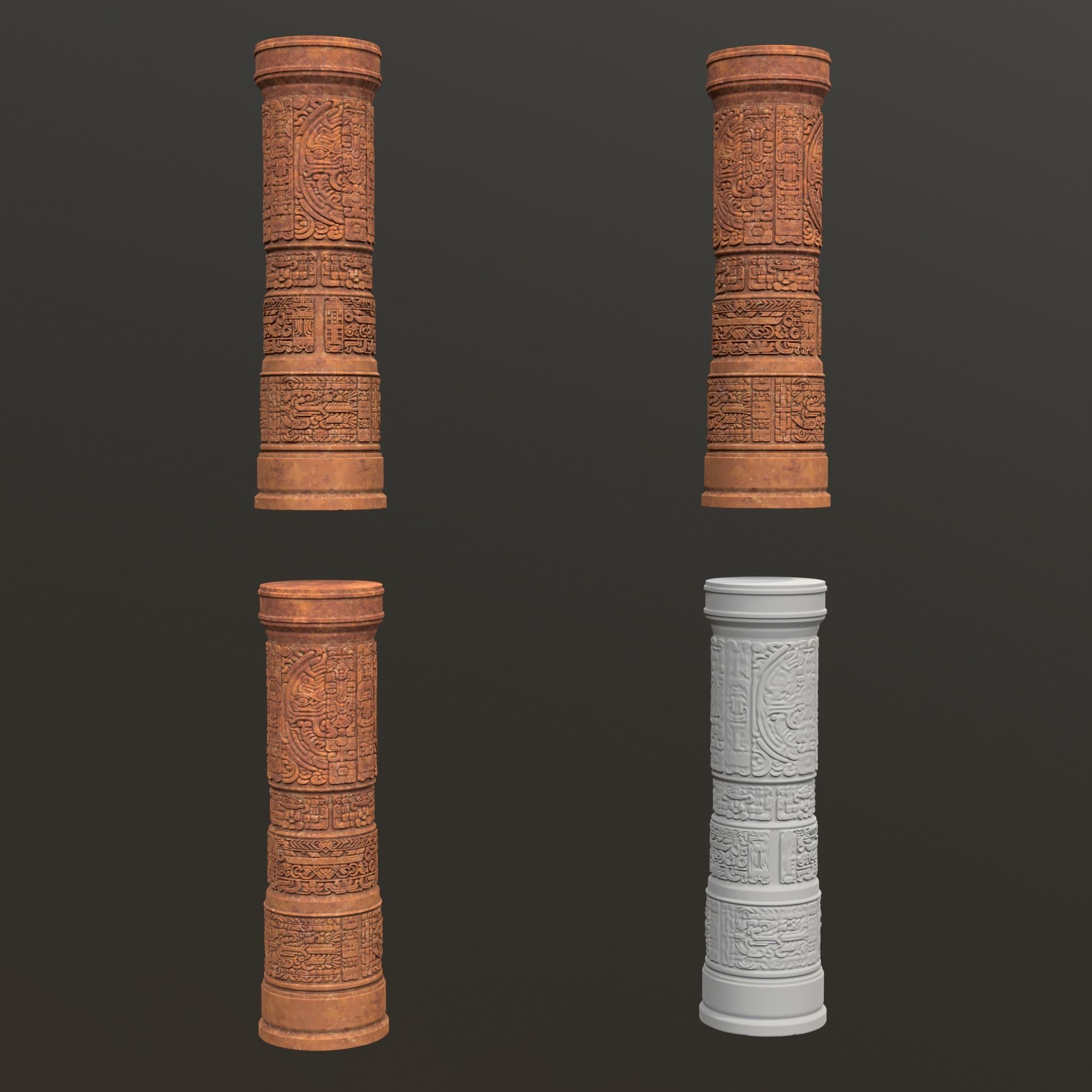 High poly Yellow Mayan Temple Pillar 230812 3D model | CGTrader