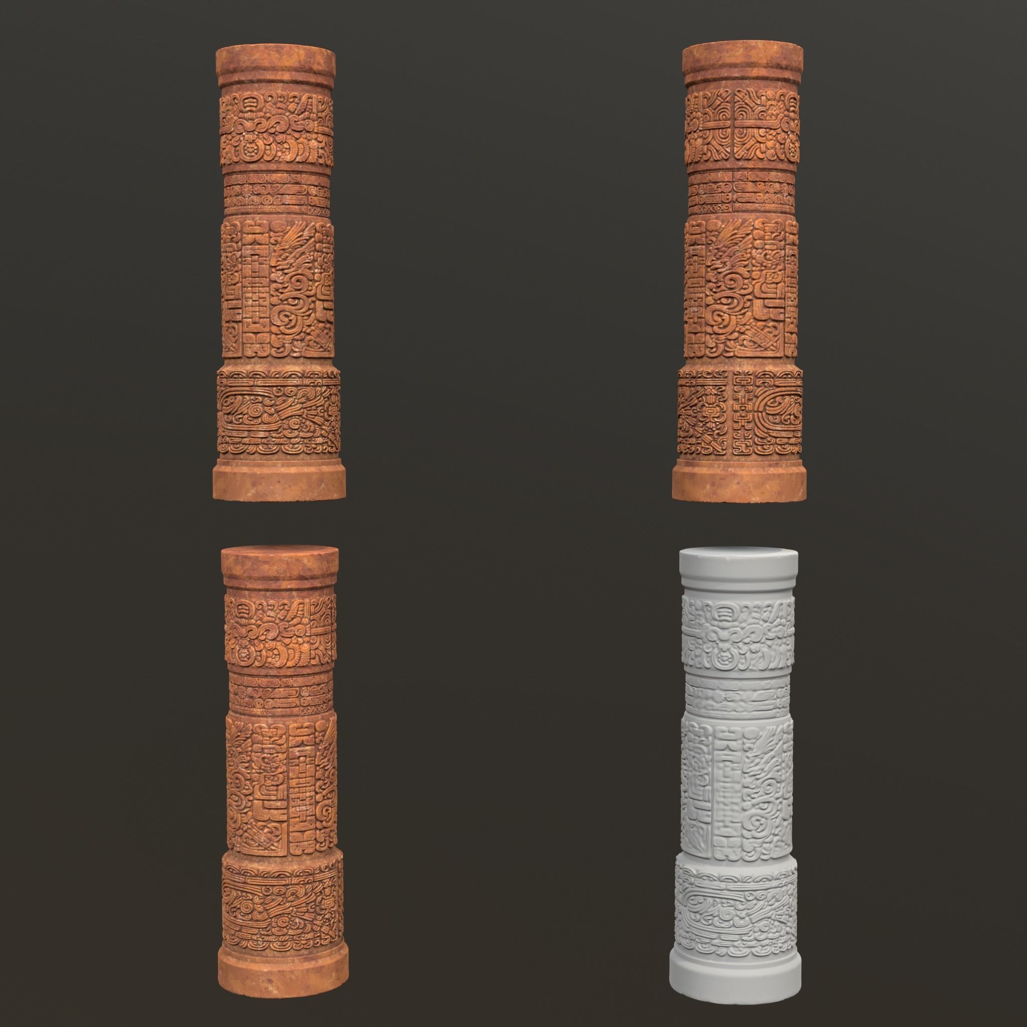 High poly Yellow Mayan Temple Pillar 230812 3D model | CGTrader