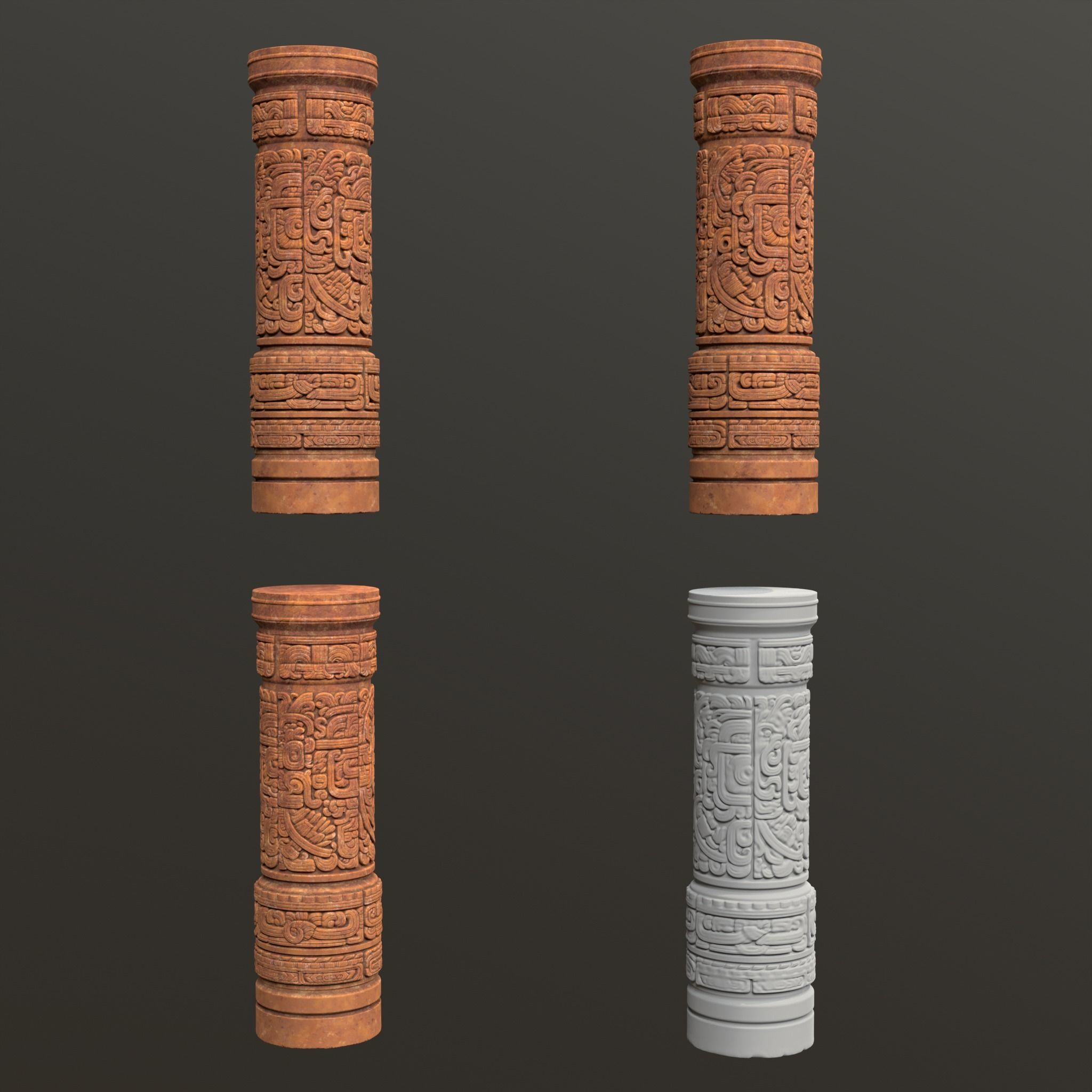 High poly Yellow Mayan Temple Pillar 230812 3D model | CGTrader