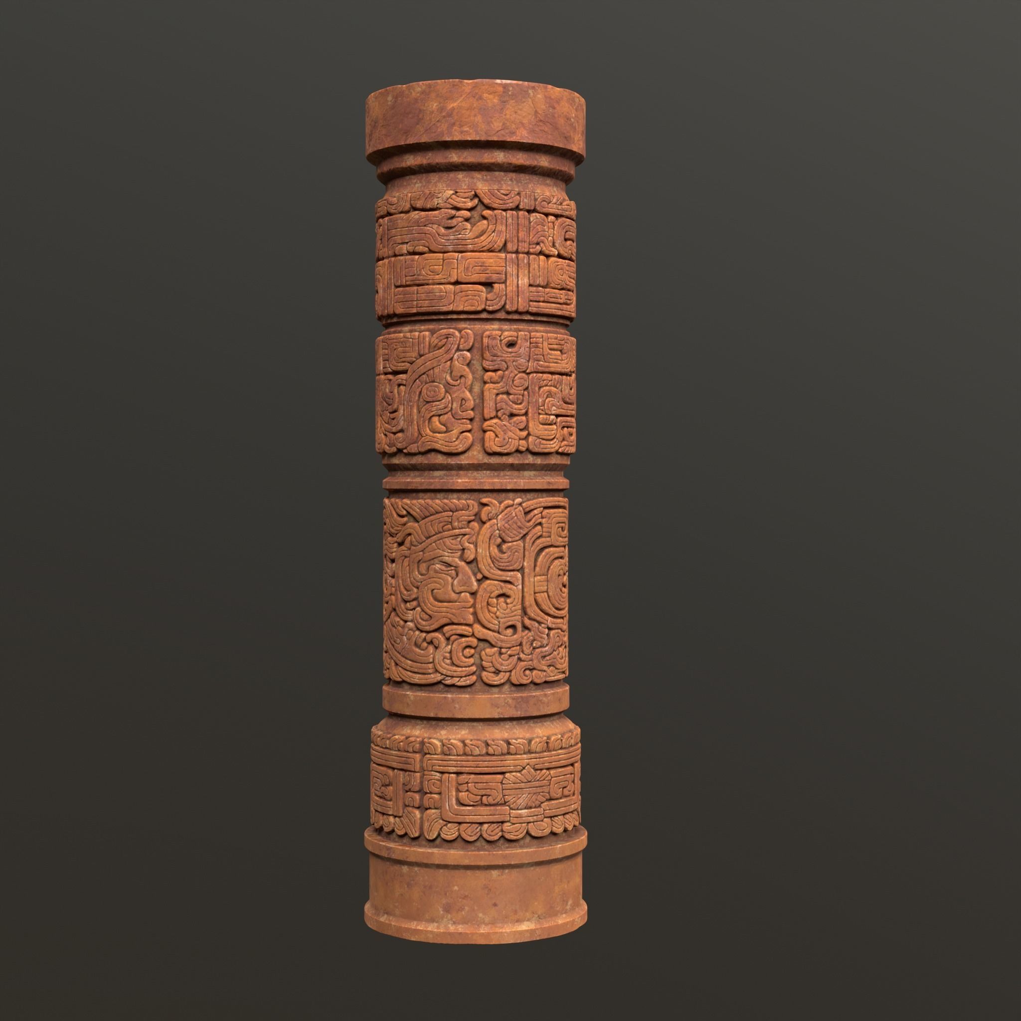 High poly Yellow Mayan Temple Pillar 230812 3D model | CGTrader
