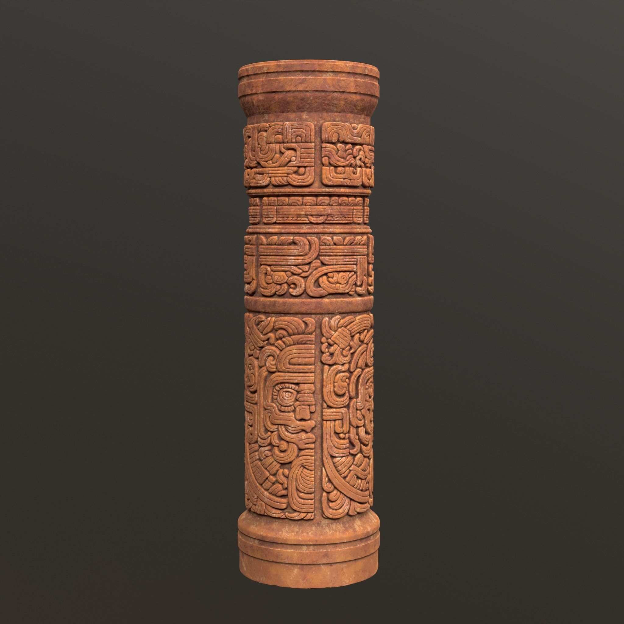 High poly Yellow Mayan Temple Pillar 230812 3D model | CGTrader