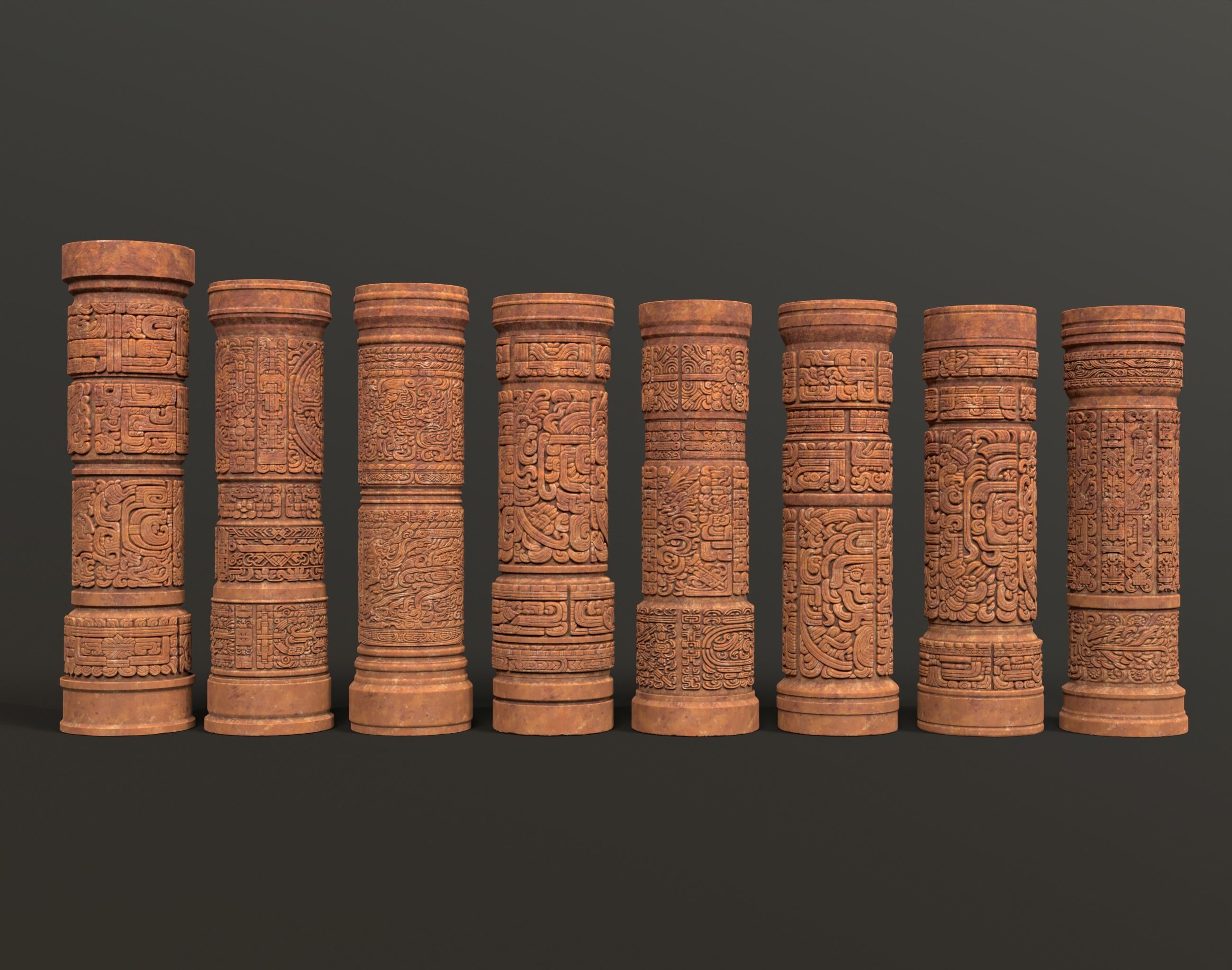 High poly Yellow Mayan Temple Pillar 230812 3D model | CGTrader