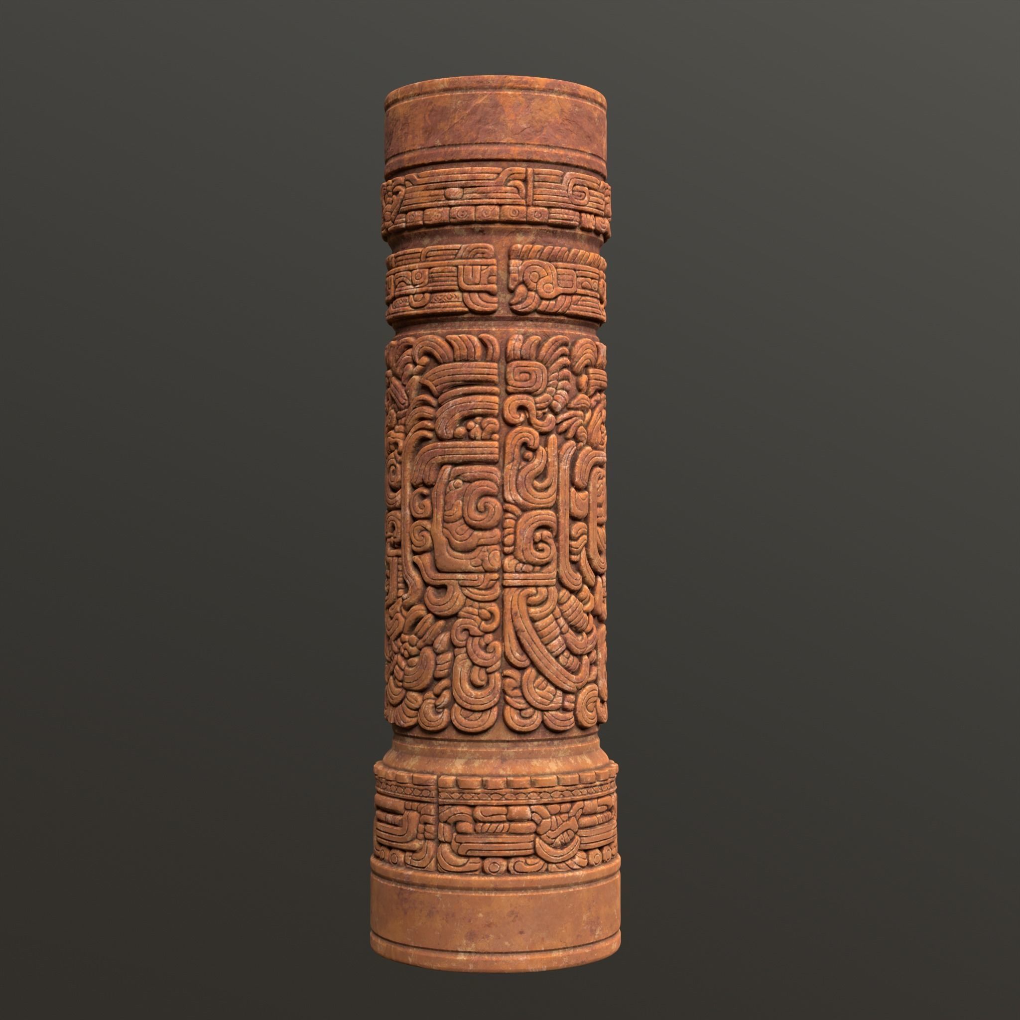 High poly Yellow Mayan Temple Pillar 230812 3D model | CGTrader