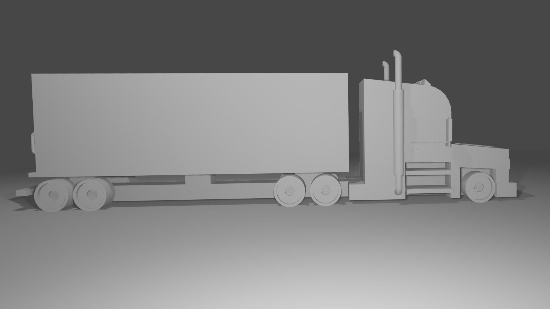Truck with Flatbed Trailer 3D model without texture 3D model animated ...