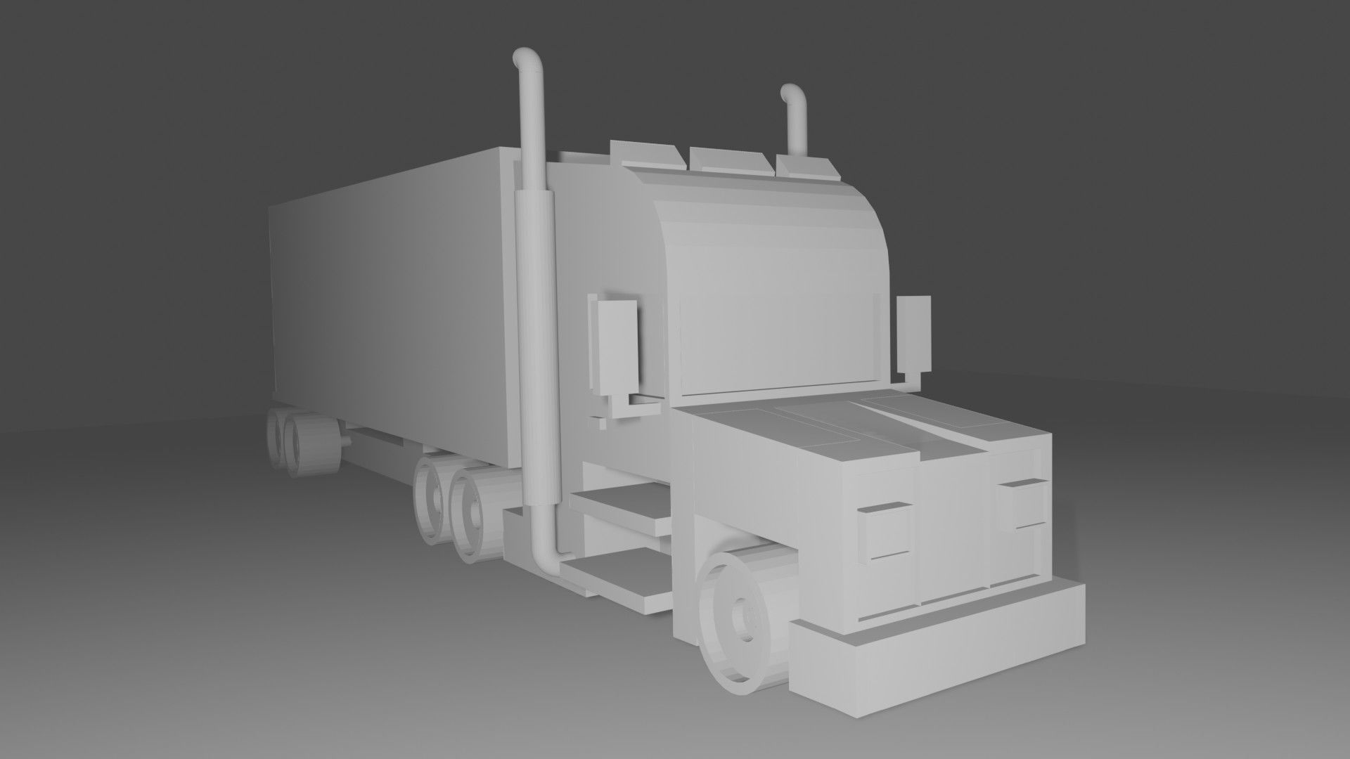 Truck with Flatbed Trailer 3D model without texture 3D model animated ...