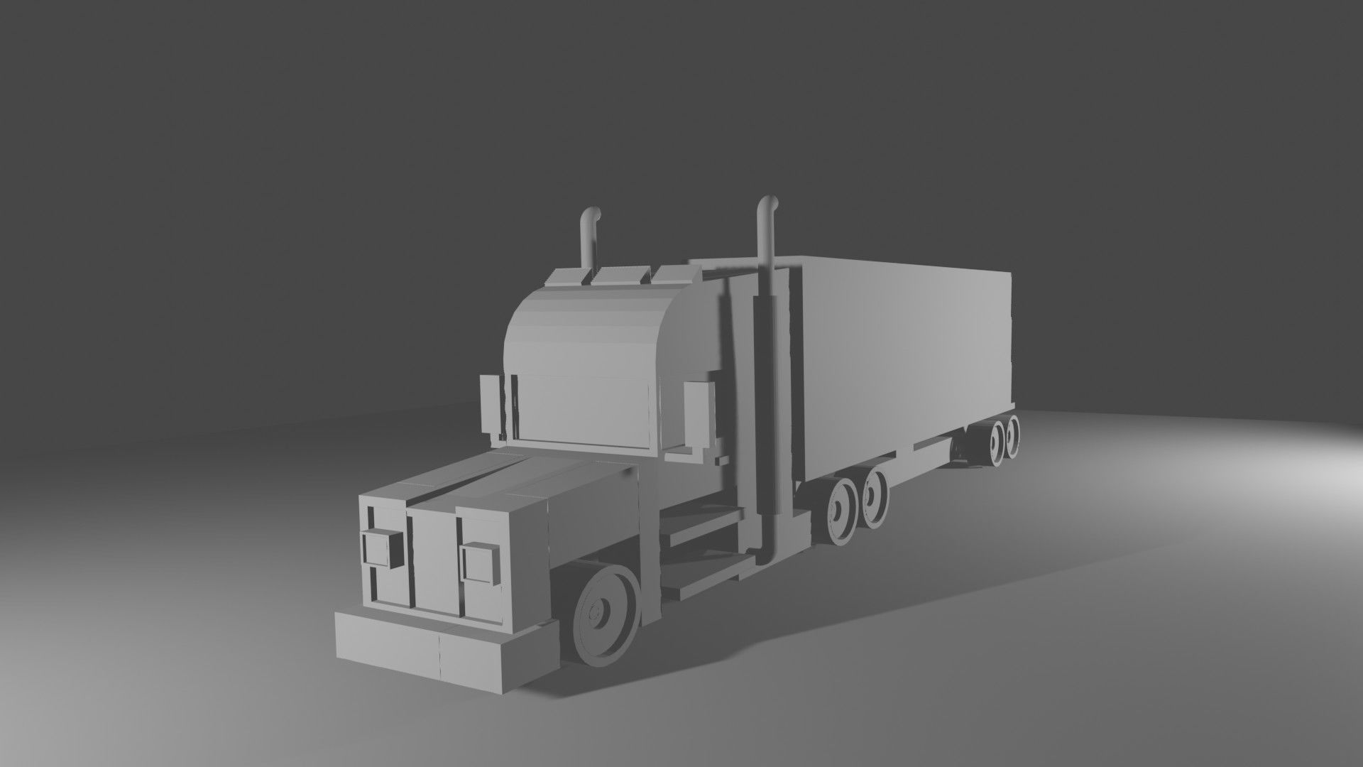 Truck with Flatbed Trailer 3D model without texture 3D model animated ...