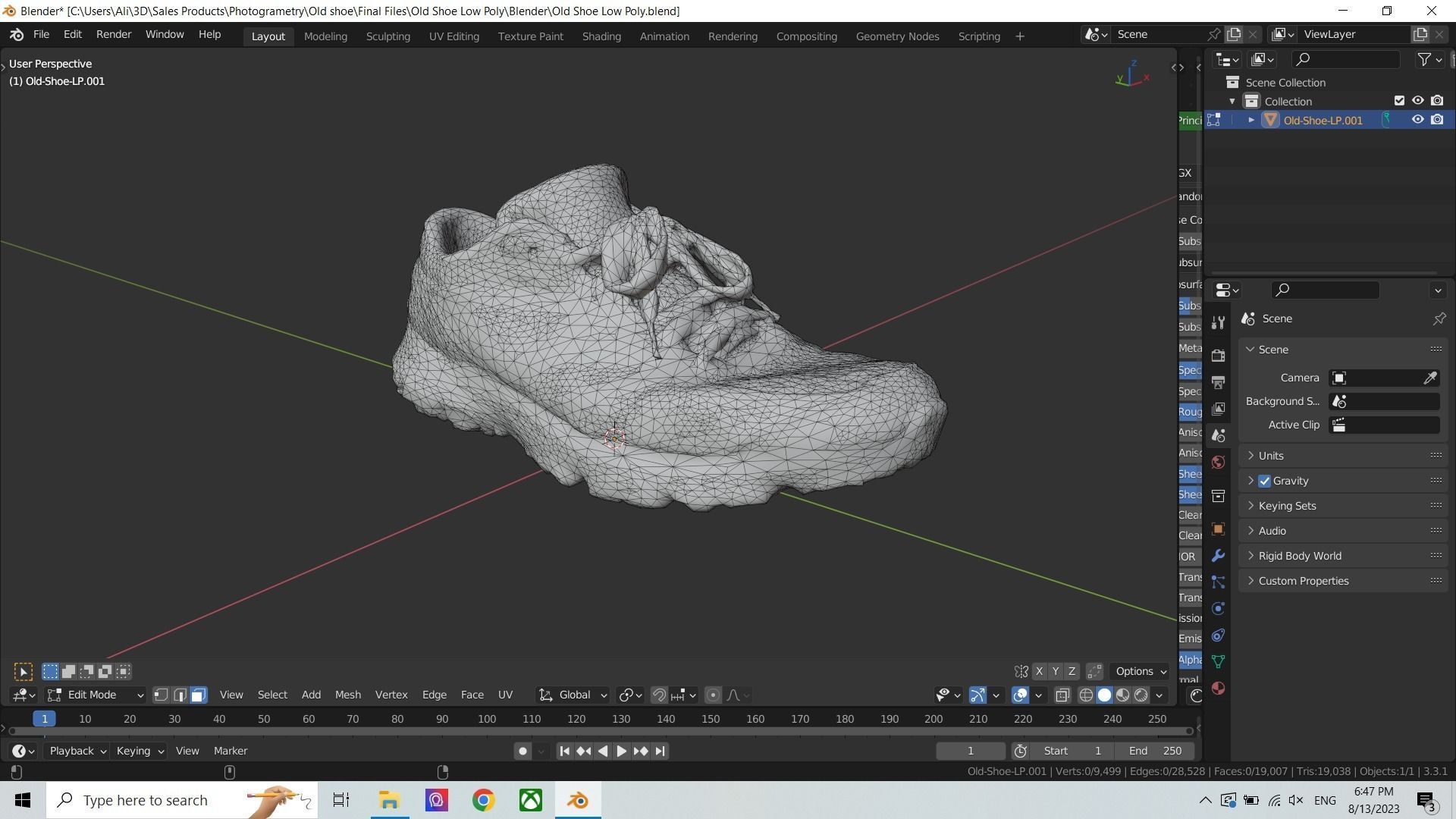3D model Hyper Realistic Sports Shoe old Photogrammetry in High Low ...