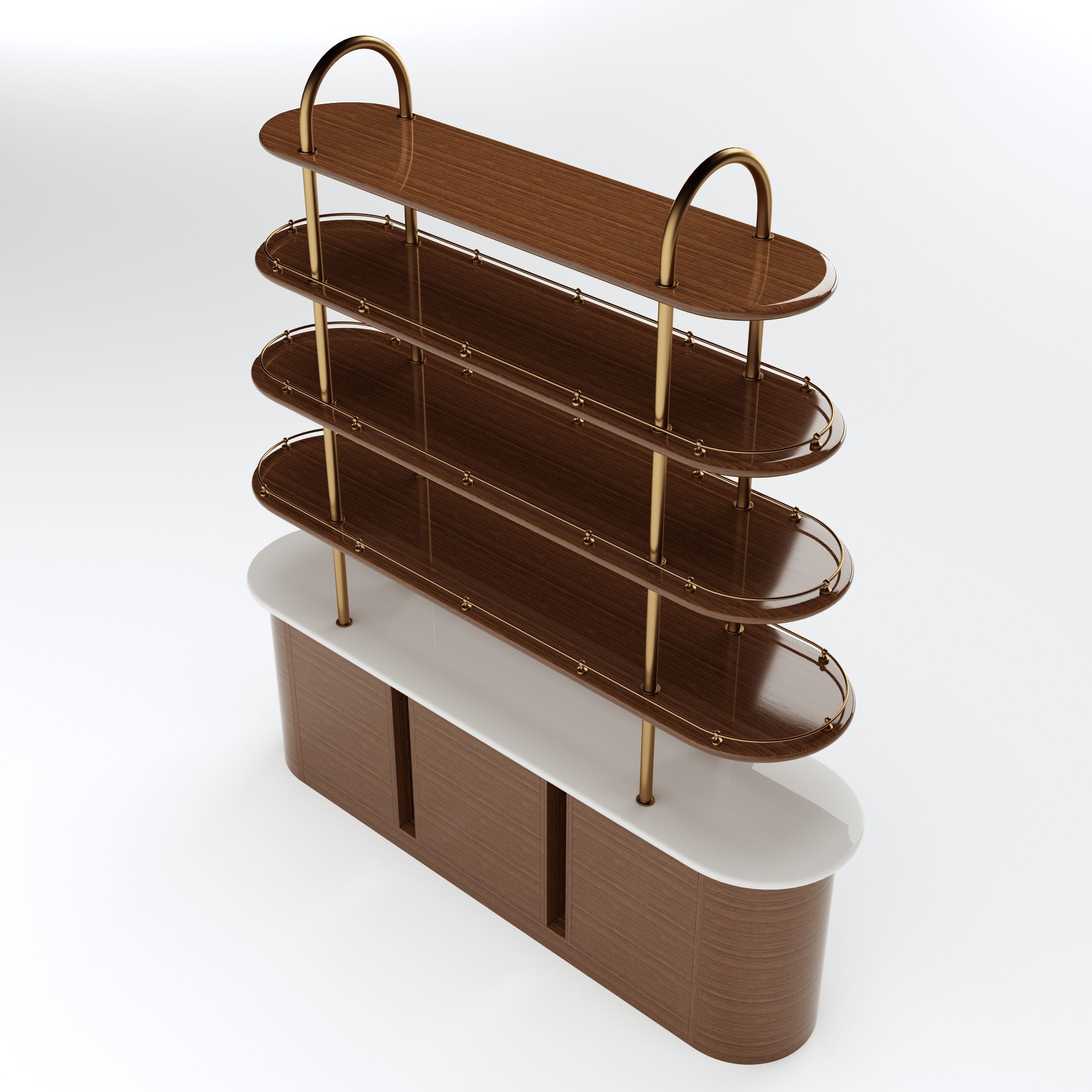 Wooden Servery with Metal Frame 3D model | CGTrader