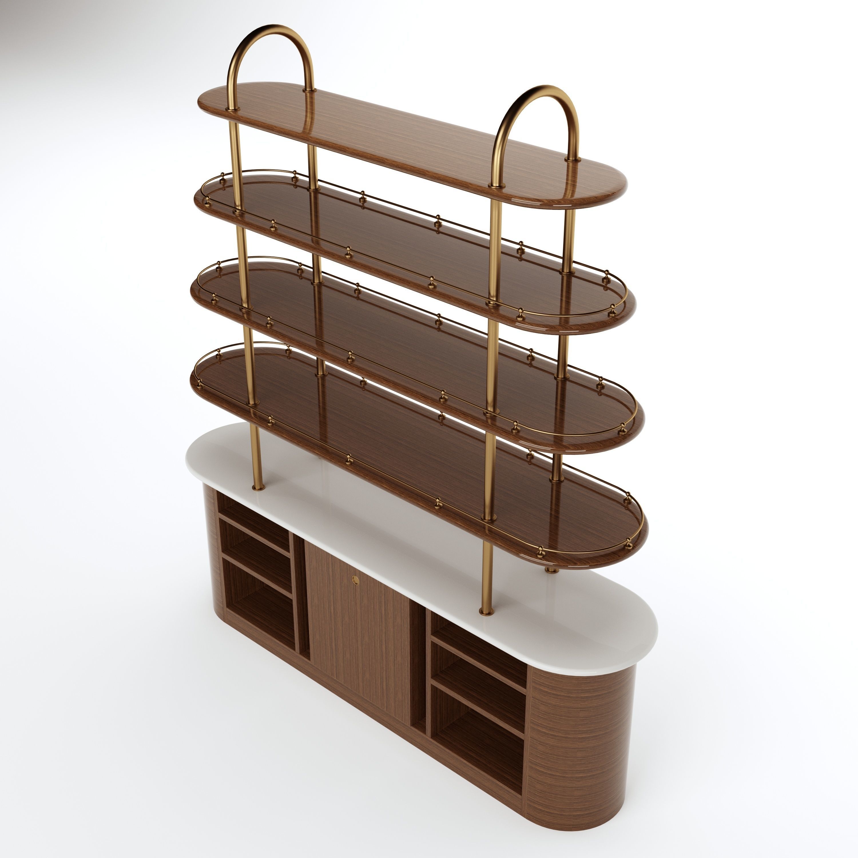 Wooden Servery with Metal Frame 3D model | CGTrader