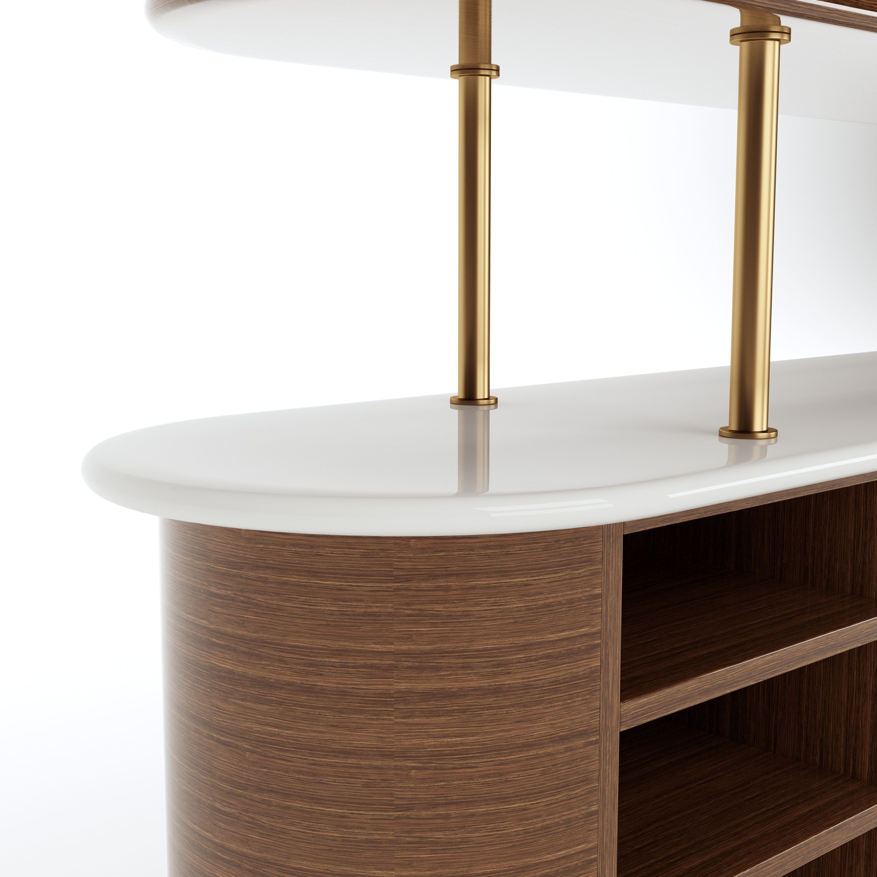 Wooden Servery with Metal Frame 3D model | CGTrader