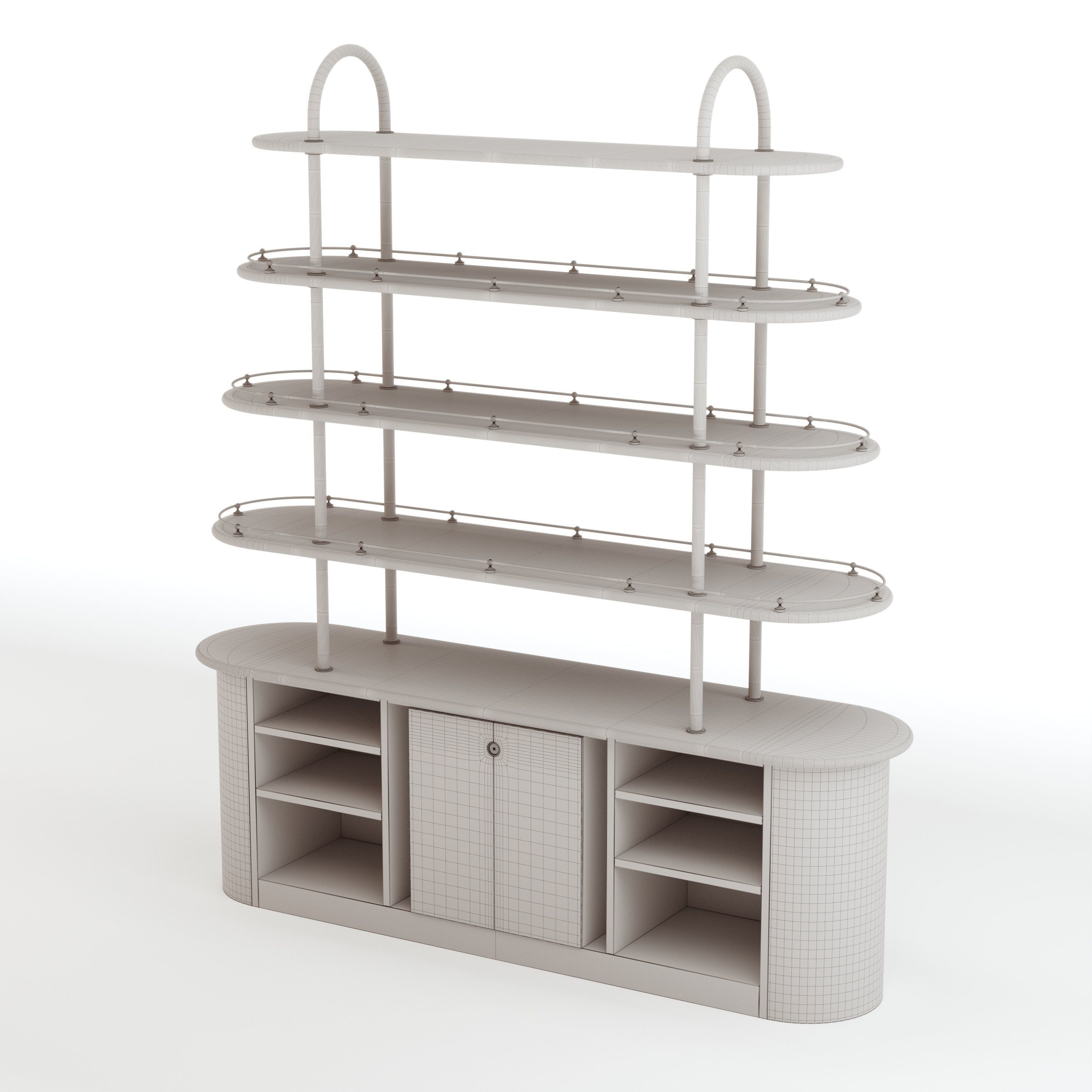 Wooden Servery with Metal Frame 3D model | CGTrader