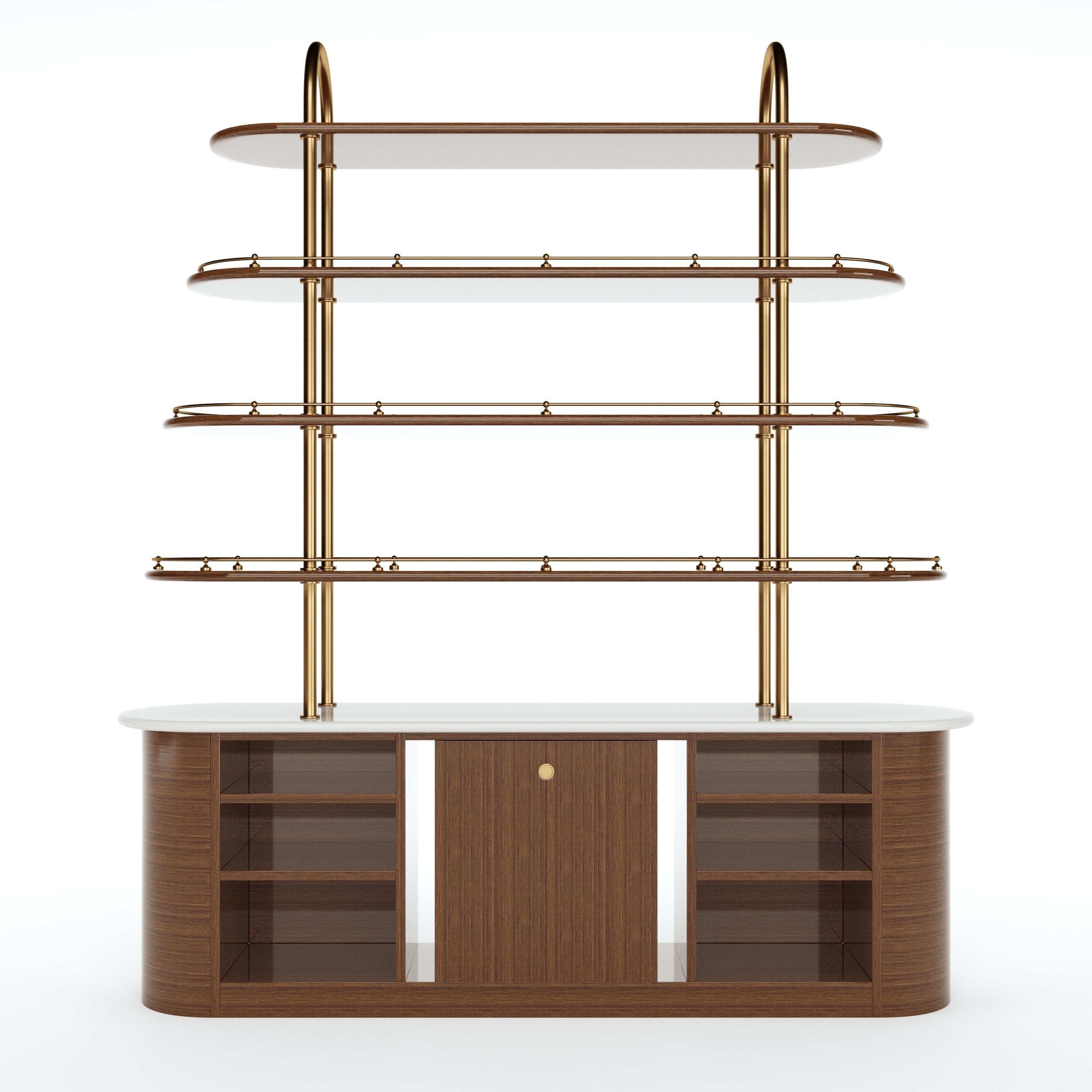 Wooden Servery with Metal Frame 3D model | CGTrader