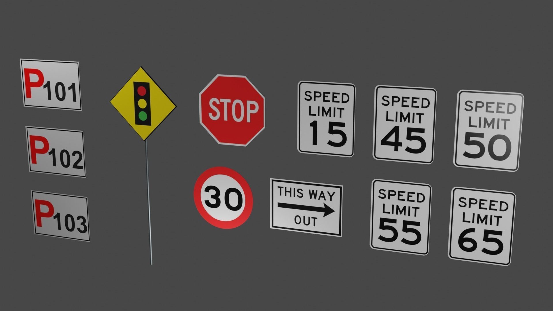 3D model Signs and Road Signs VR / AR / low-poly | CGTrader