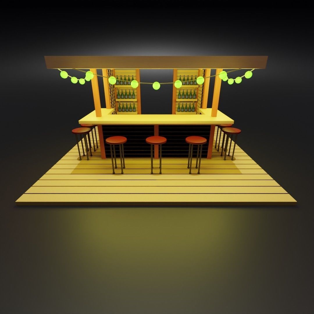 3D model wooden tiki bar VR / AR / low-poly | CGTrader
