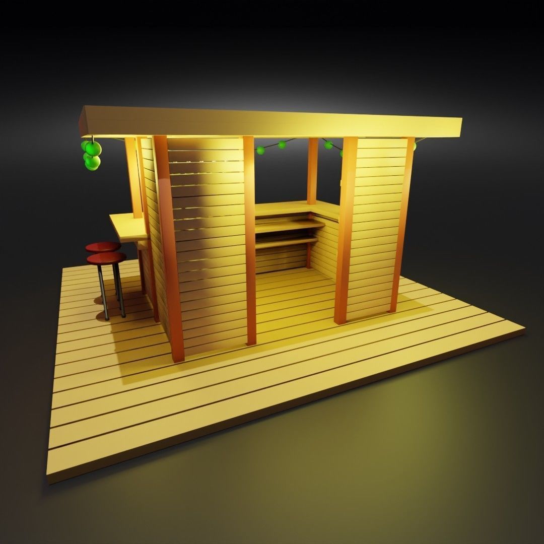3D model wooden tiki bar VR / AR / low-poly | CGTrader