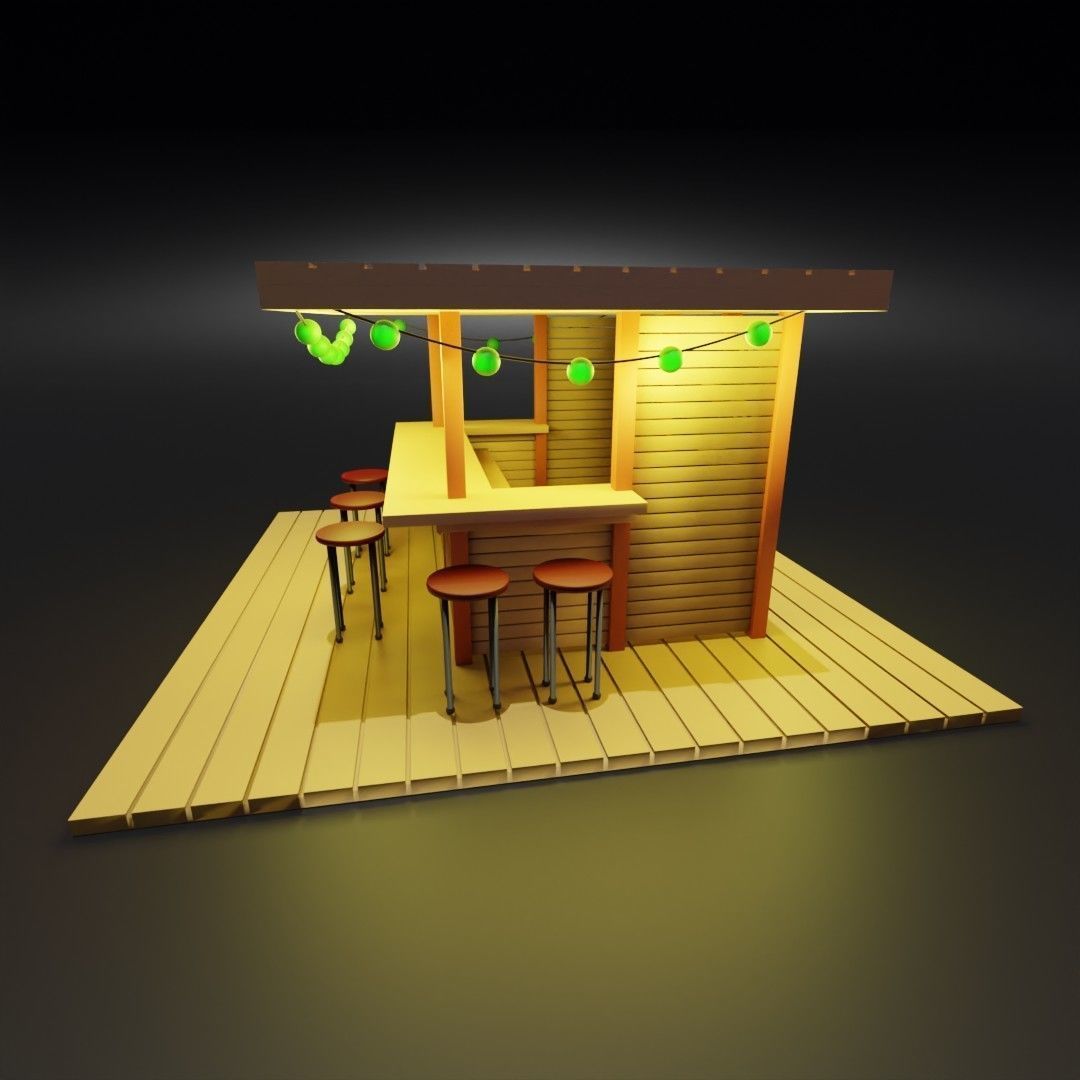 3D model wooden tiki bar VR / AR / low-poly | CGTrader