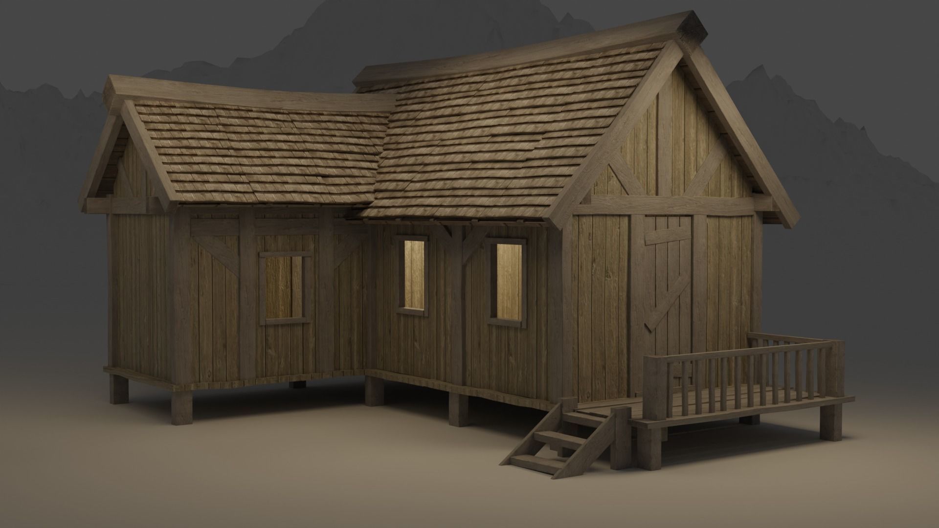3D model Wooden House Assets Pack VR / AR / low-poly | CGTrader