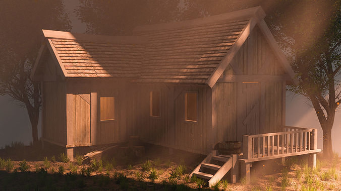 3D model Wooden House Assets Pack VR / AR / low-poly | CGTrader
