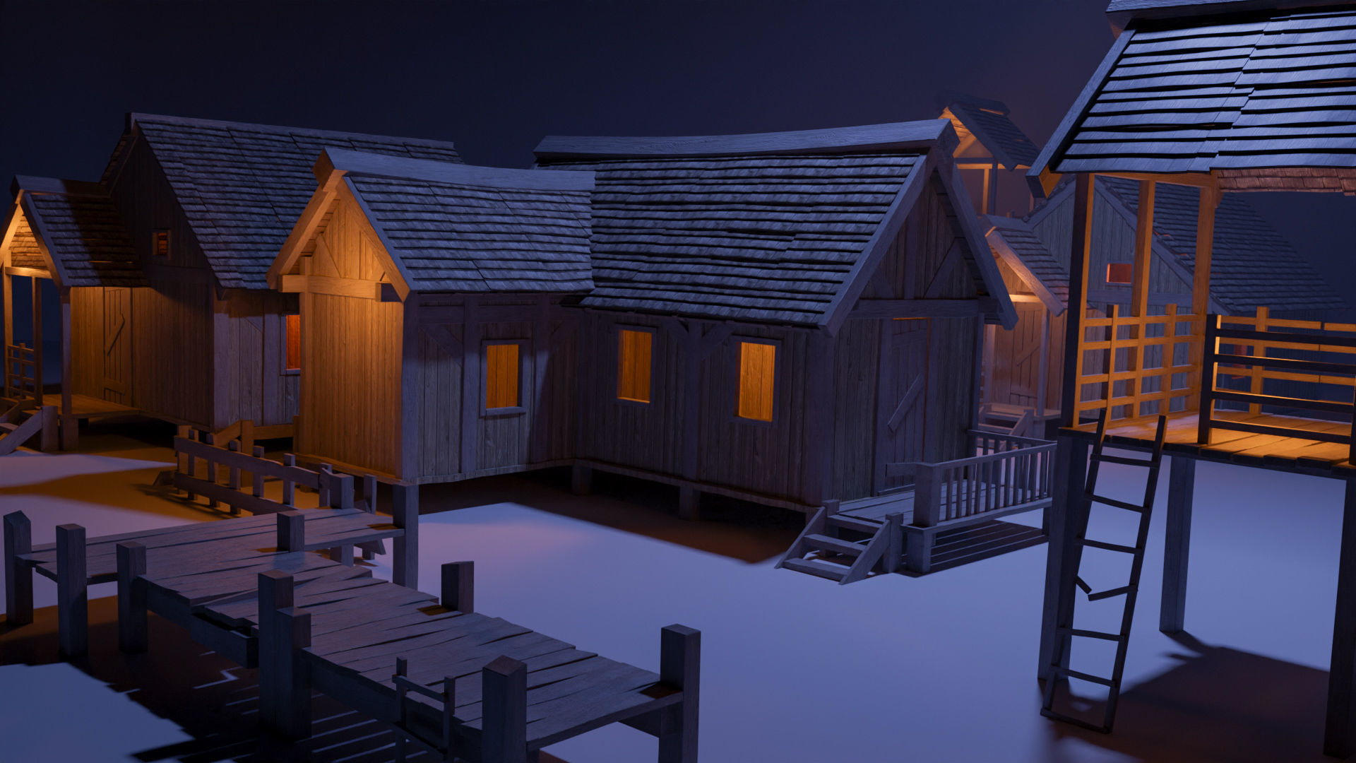 3D model Wooden House Assets Pack VR / AR / low-poly | CGTrader