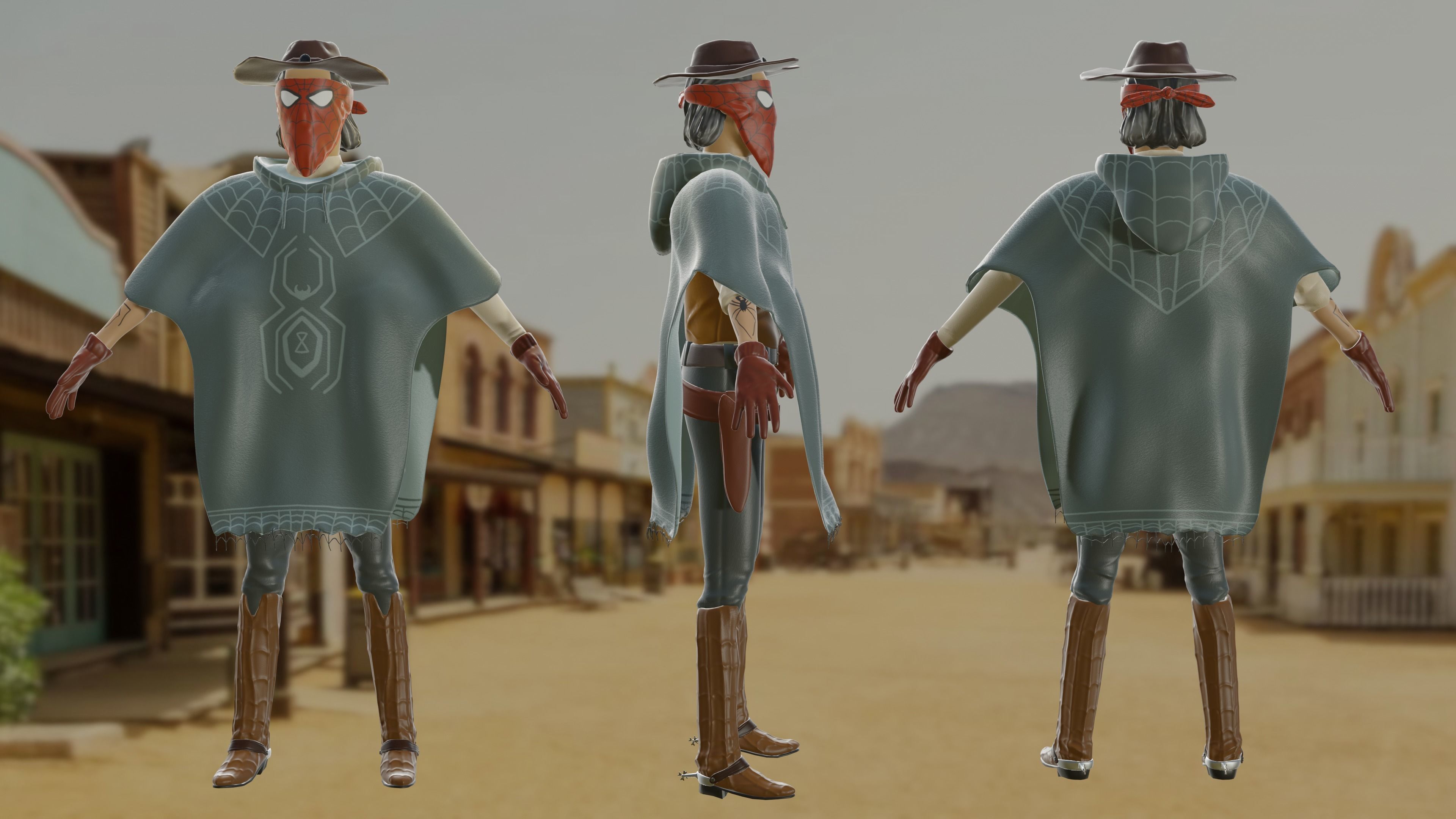 Web Slinger Across the Spider-verse Cowboy Spider-Man 3D Model 3D model ...