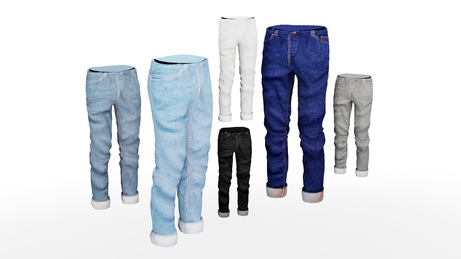 Pack of 10 Anime Jeans Collection 3D model | CGTrader