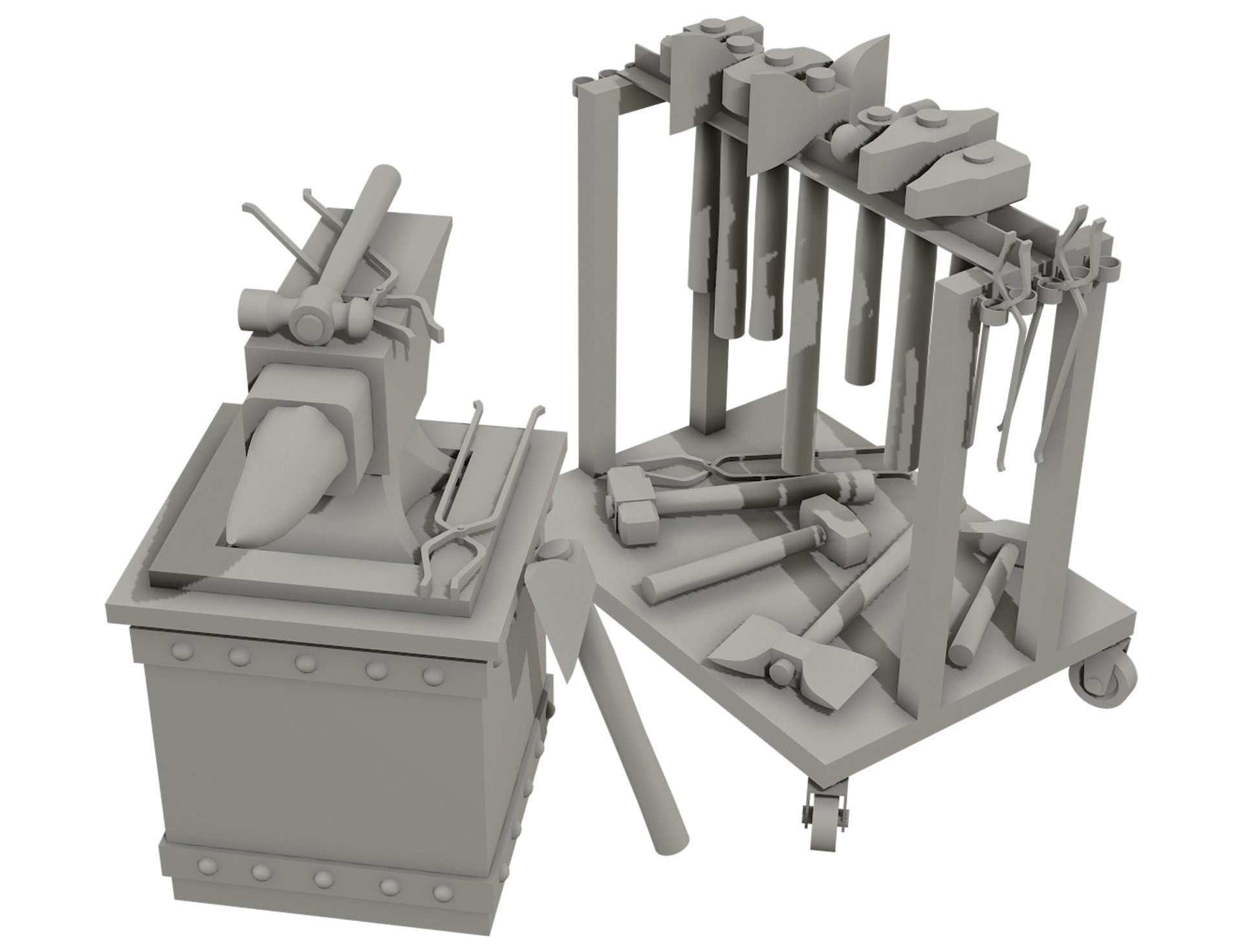 3D model Anvil with Ironwork Tools and Rack 1 VR / AR / low-poly | CGTrader