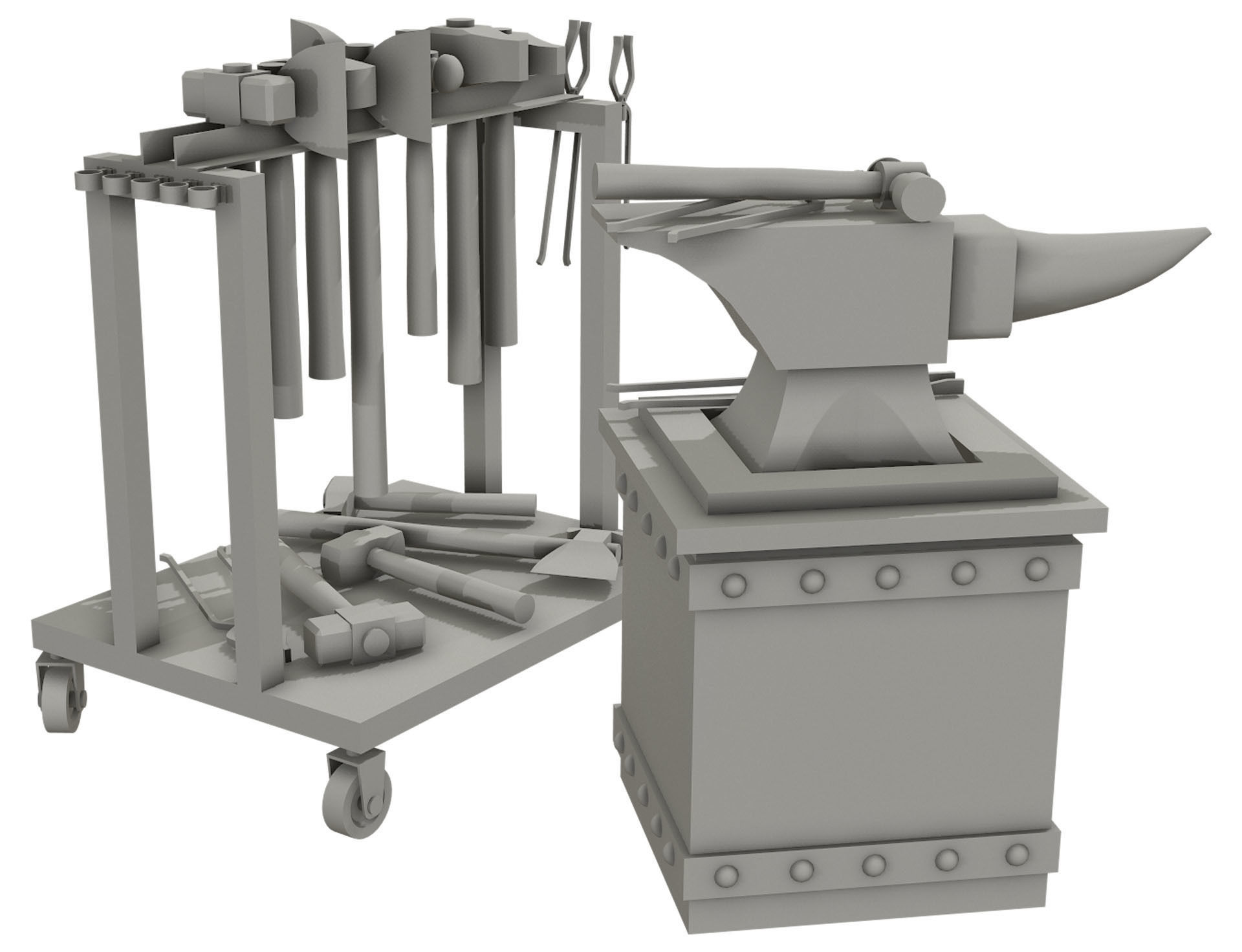 3D model Anvil with Ironwork Tools and Rack 1 VR / AR / low-poly | CGTrader