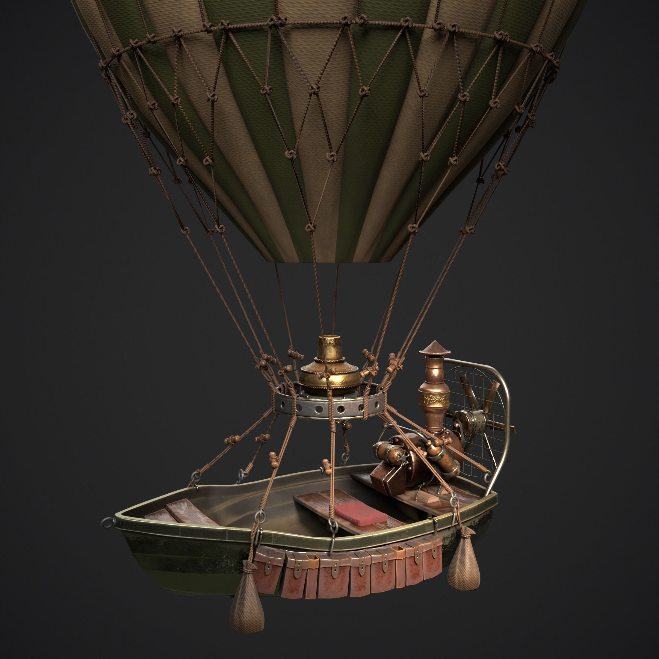 3D model Steampunk Air Balloon Boat Model Game Ready Kitbash Textured ...