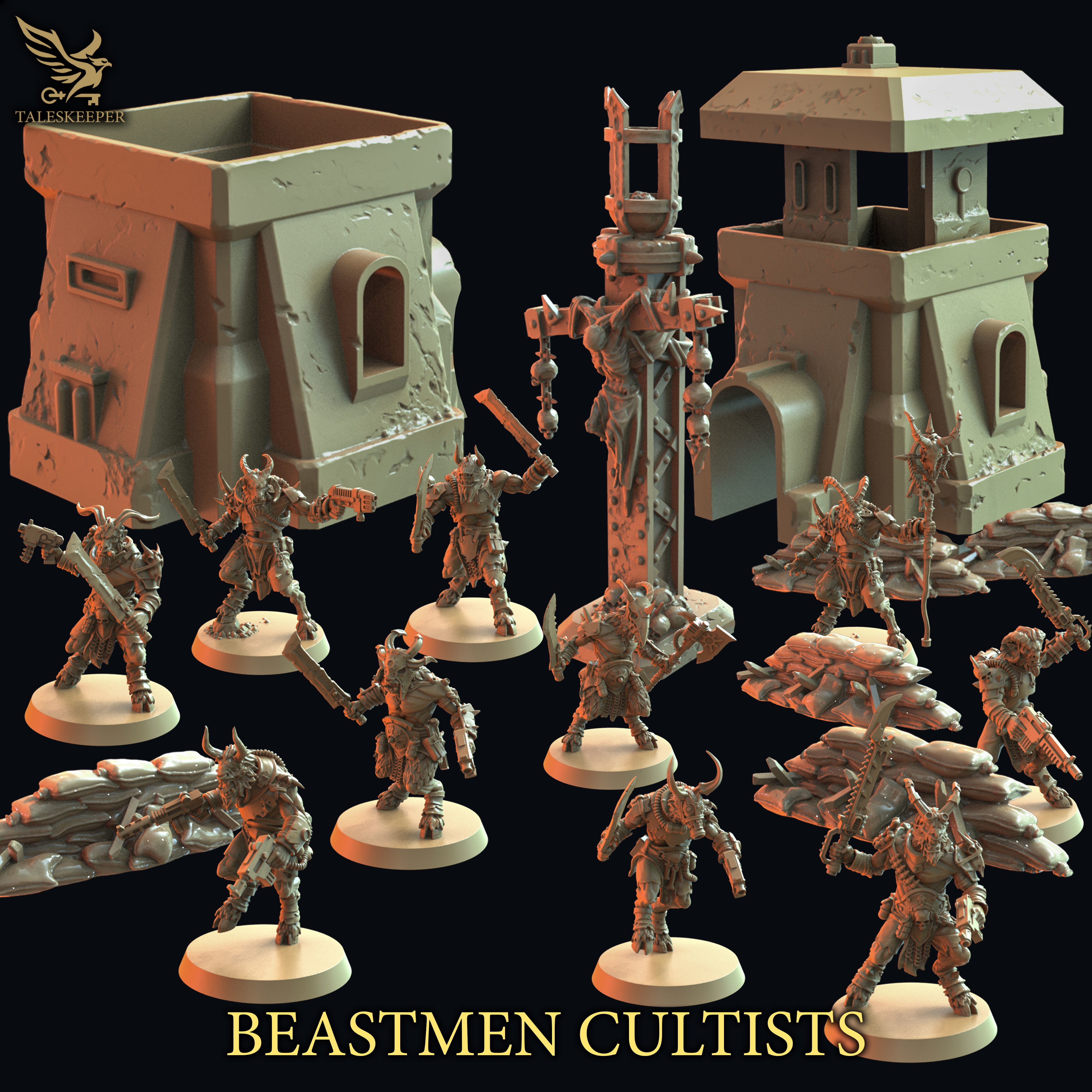 BEASTMEN CULTISTS HORDE 3D model 3D printable | CGTrader