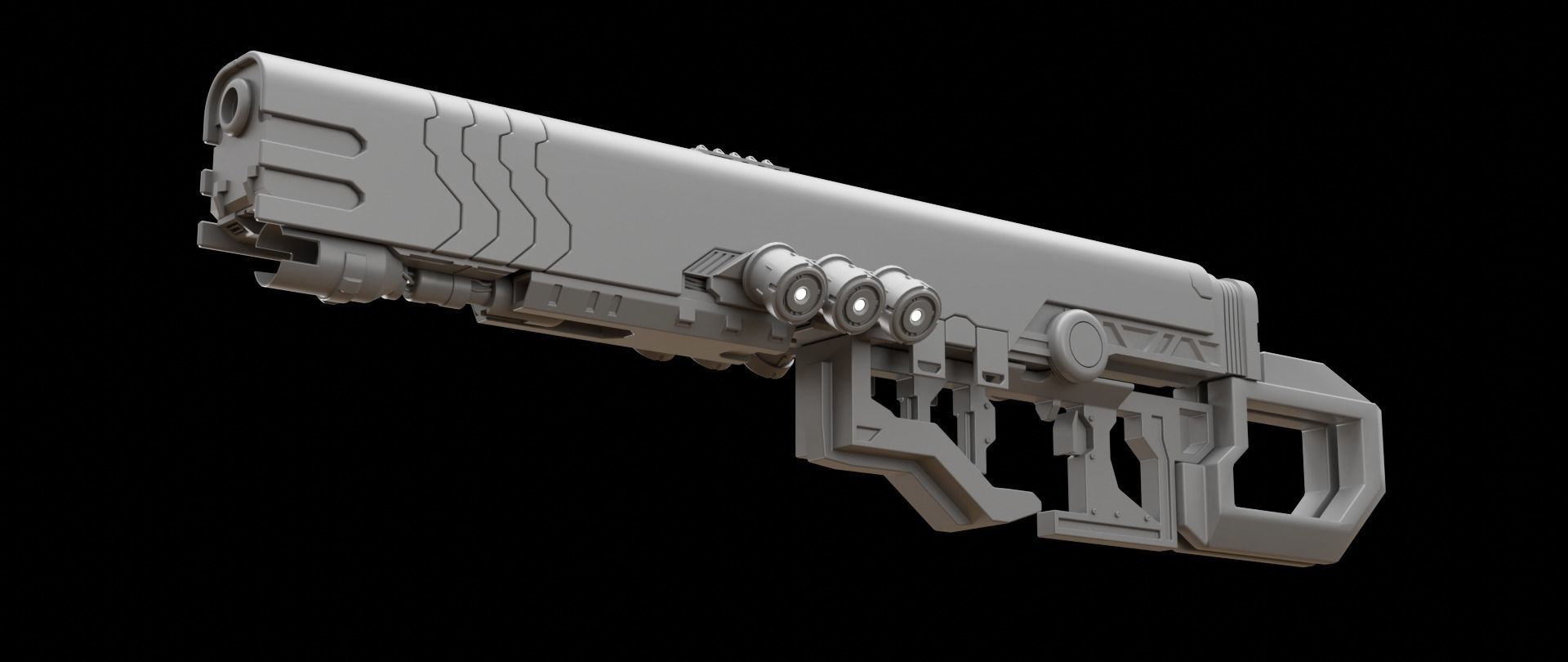 Mecha hard surface assault rifle 3D model | CGTrader