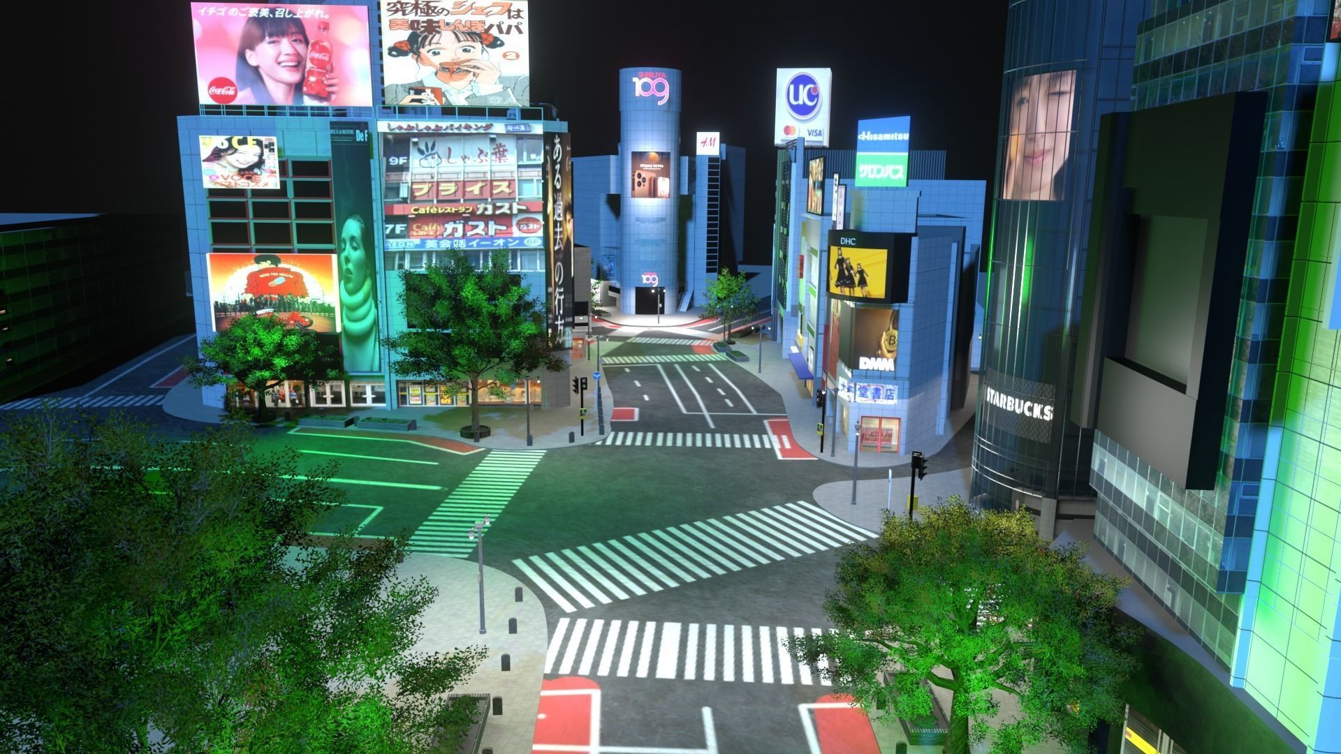 3D model Shibuya Scramble Crossing Shibuya City Tokyo Japan VR / AR ...