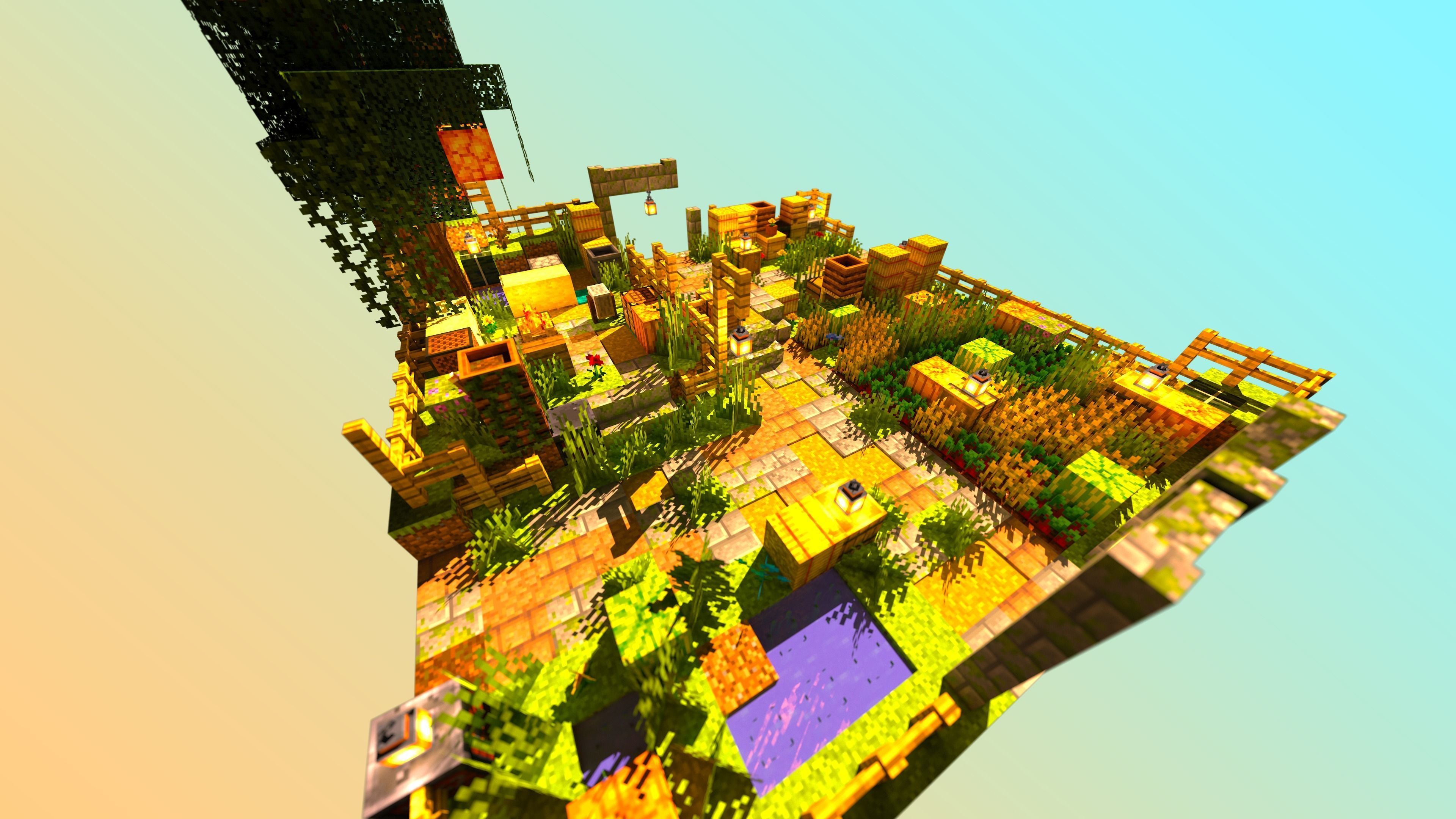 3D model Magical Minecraft Crossroads with campfire and shelter VR / AR ...