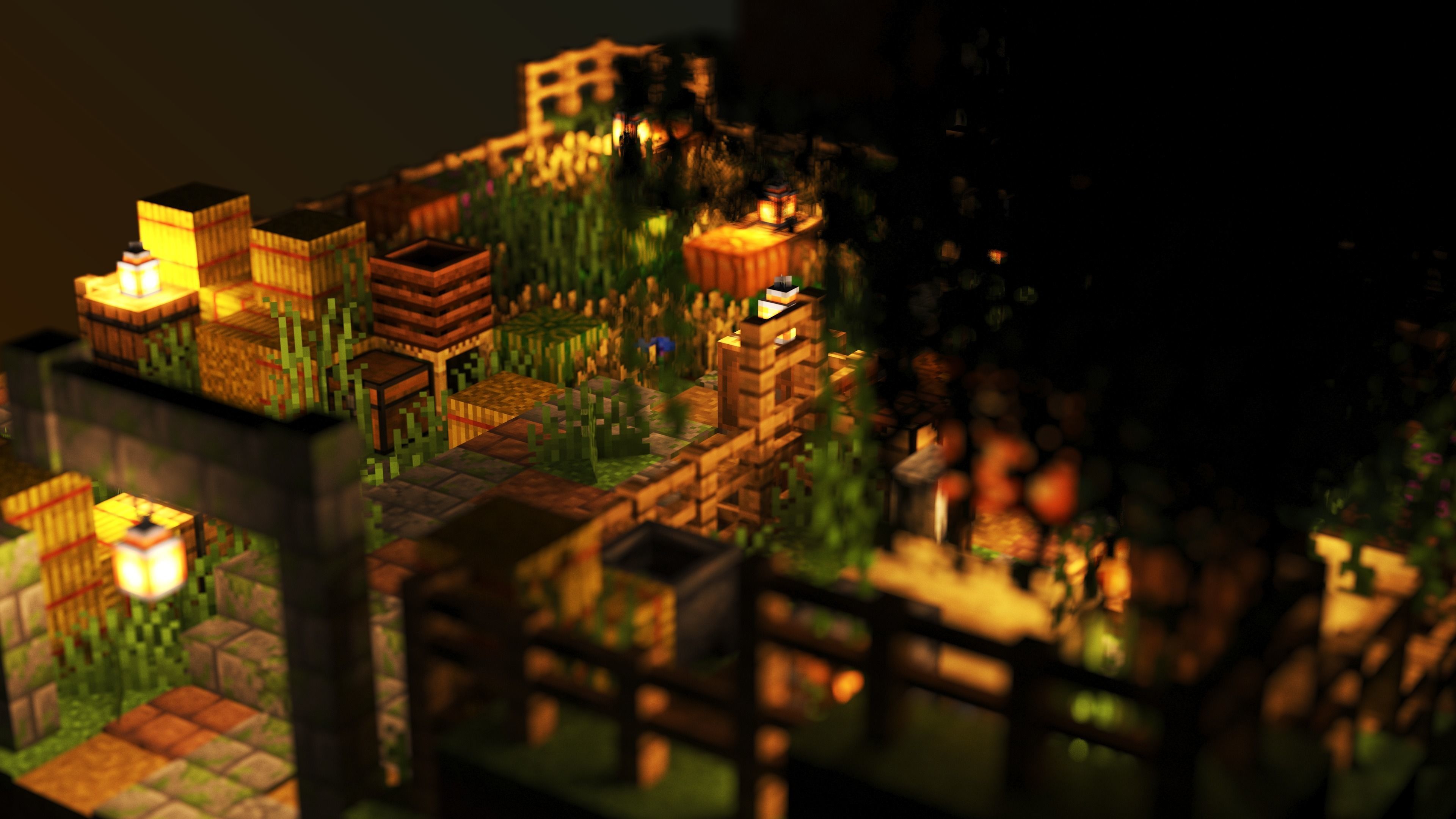 3D model Magical Minecraft Crossroads with campfire and shelter VR / AR ...