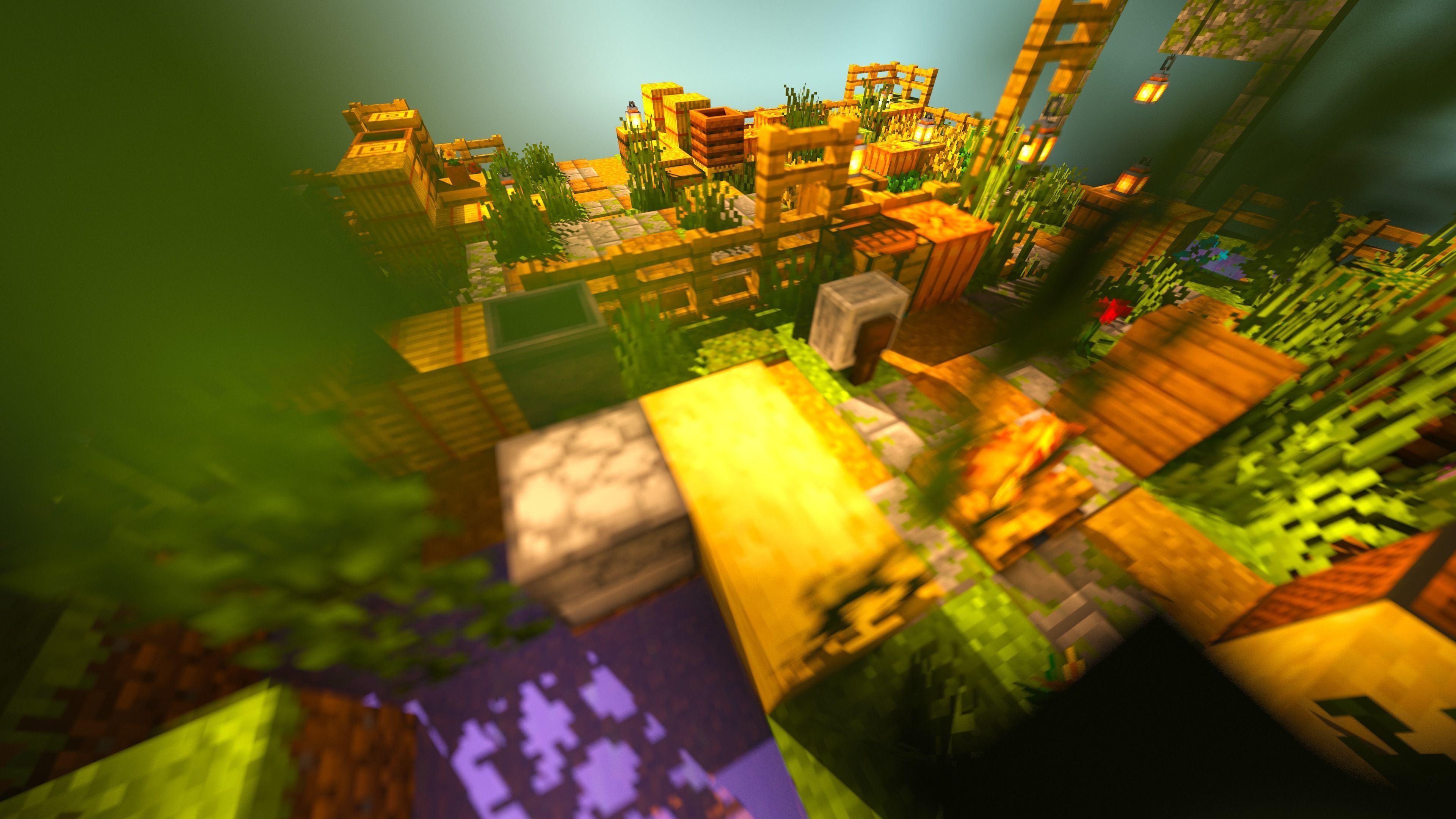 3D model Magical Minecraft Crossroads with campfire and shelter VR / AR ...