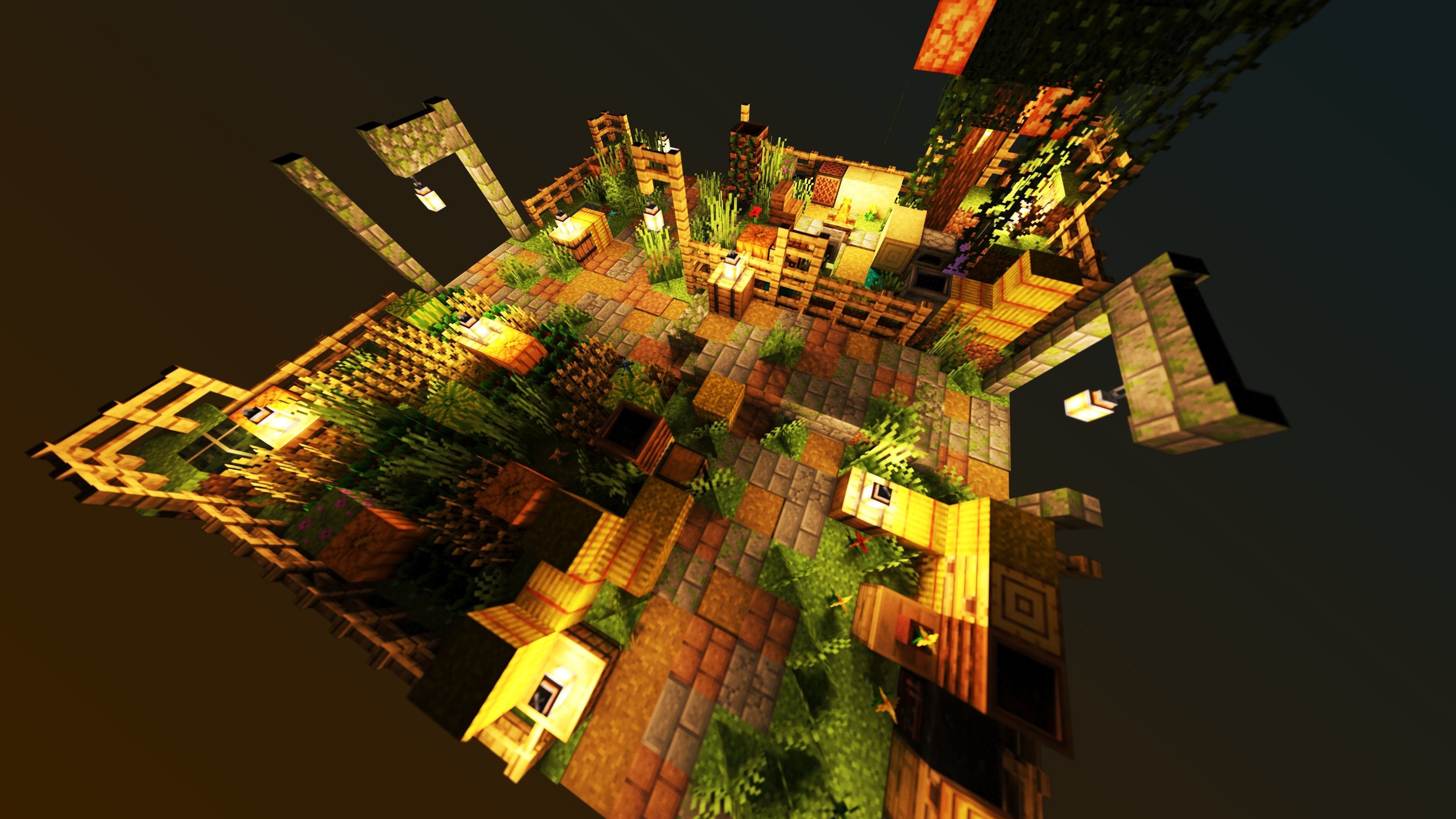 3D model Magical Minecraft Crossroads with campfire and shelter VR / AR ...