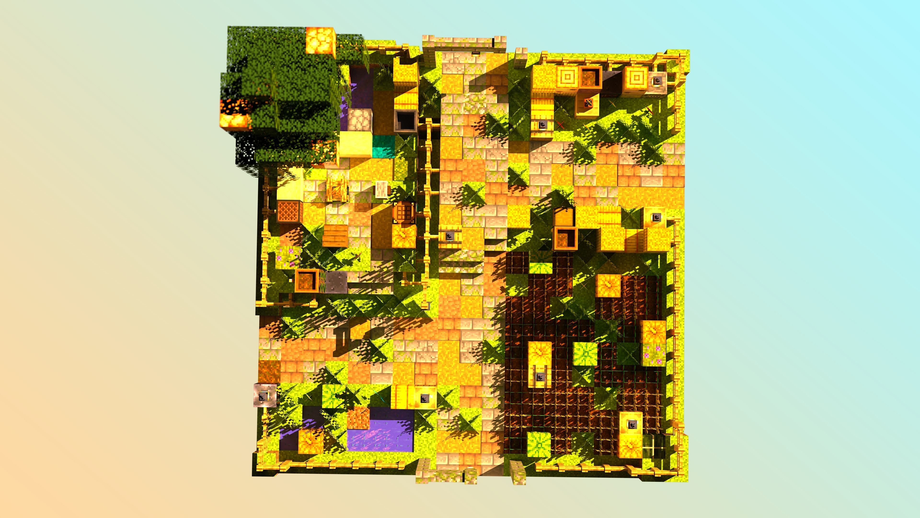 3D model Magical Minecraft Crossroads with campfire and shelter VR / AR ...