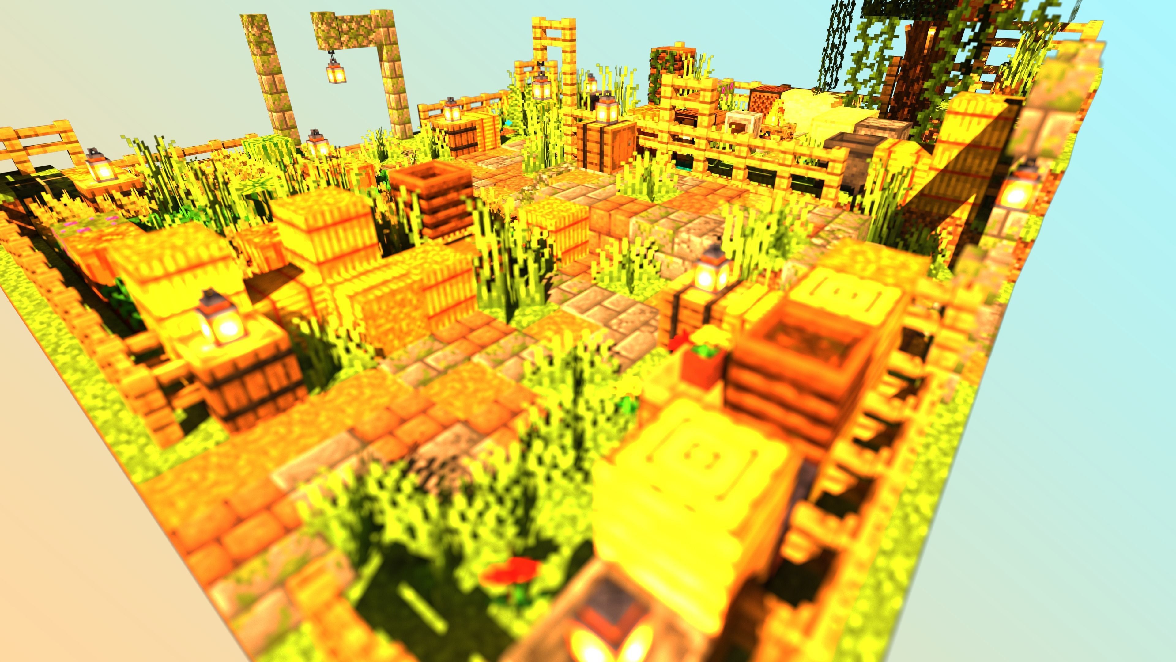 3D model Magical Minecraft Crossroads with campfire and shelter VR / AR ...