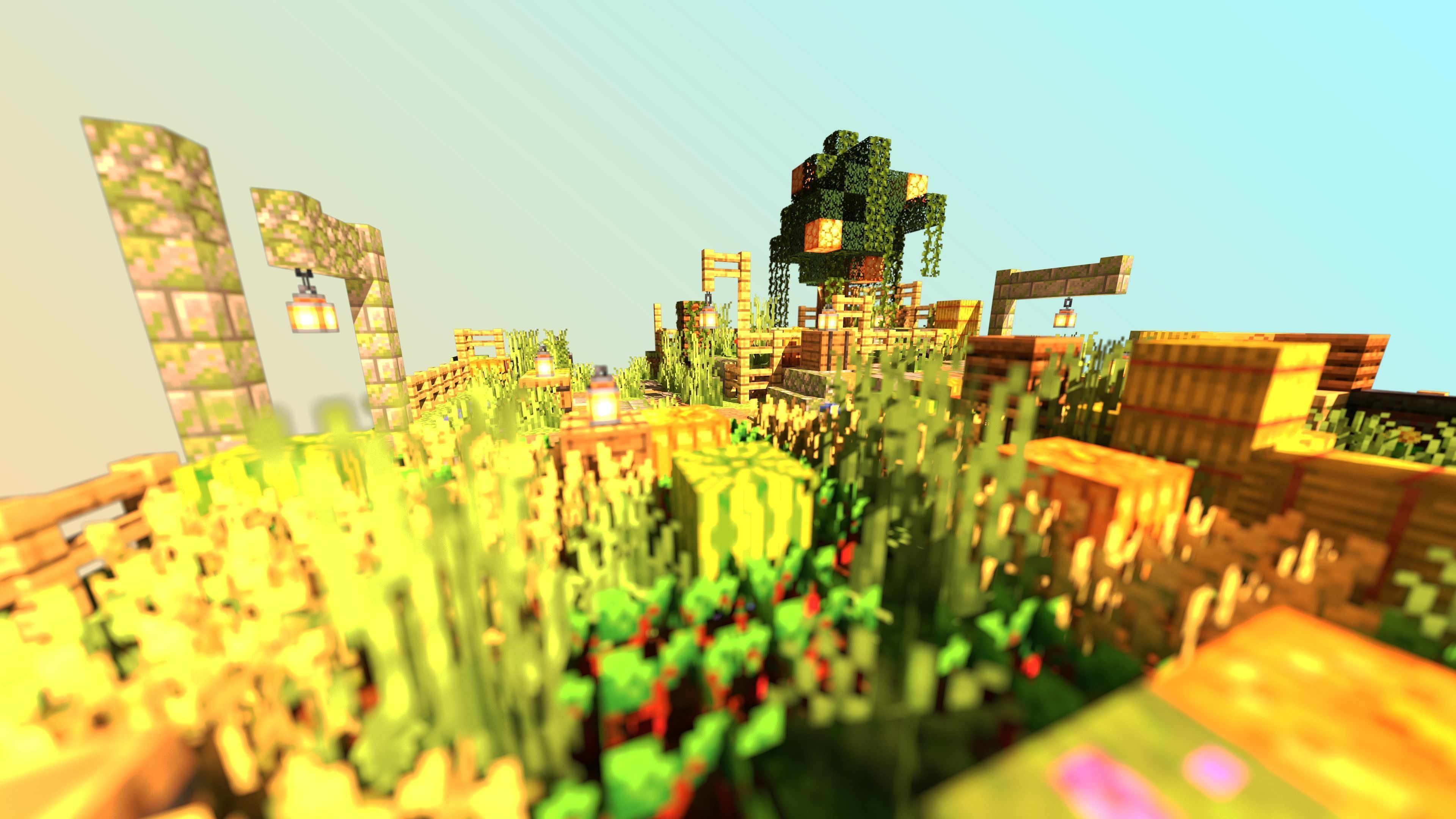 3D model Magical Minecraft Crossroads with campfire and shelter VR / AR ...