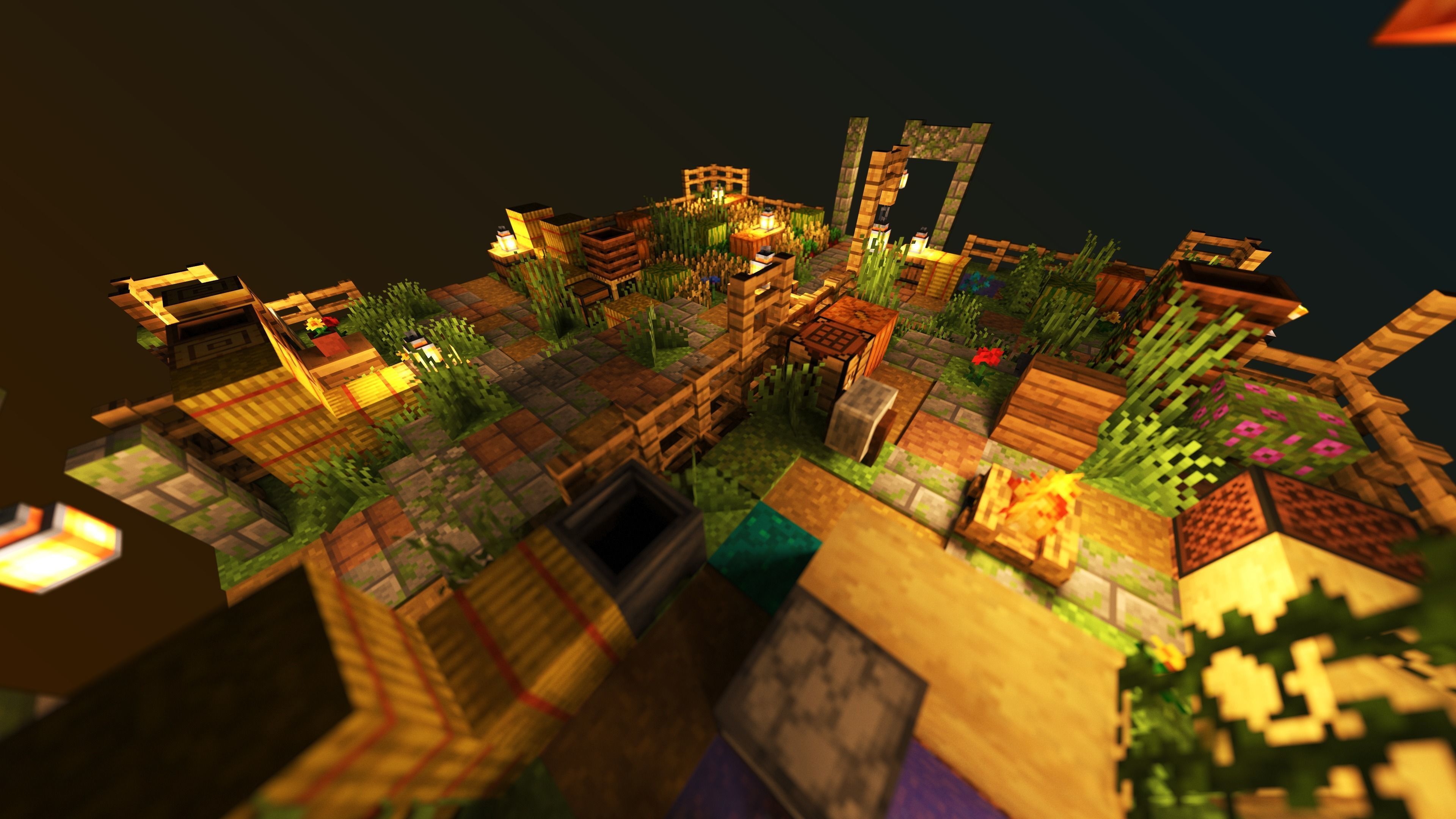 3D model Magical Minecraft Crossroads with campfire and shelter VR / AR ...