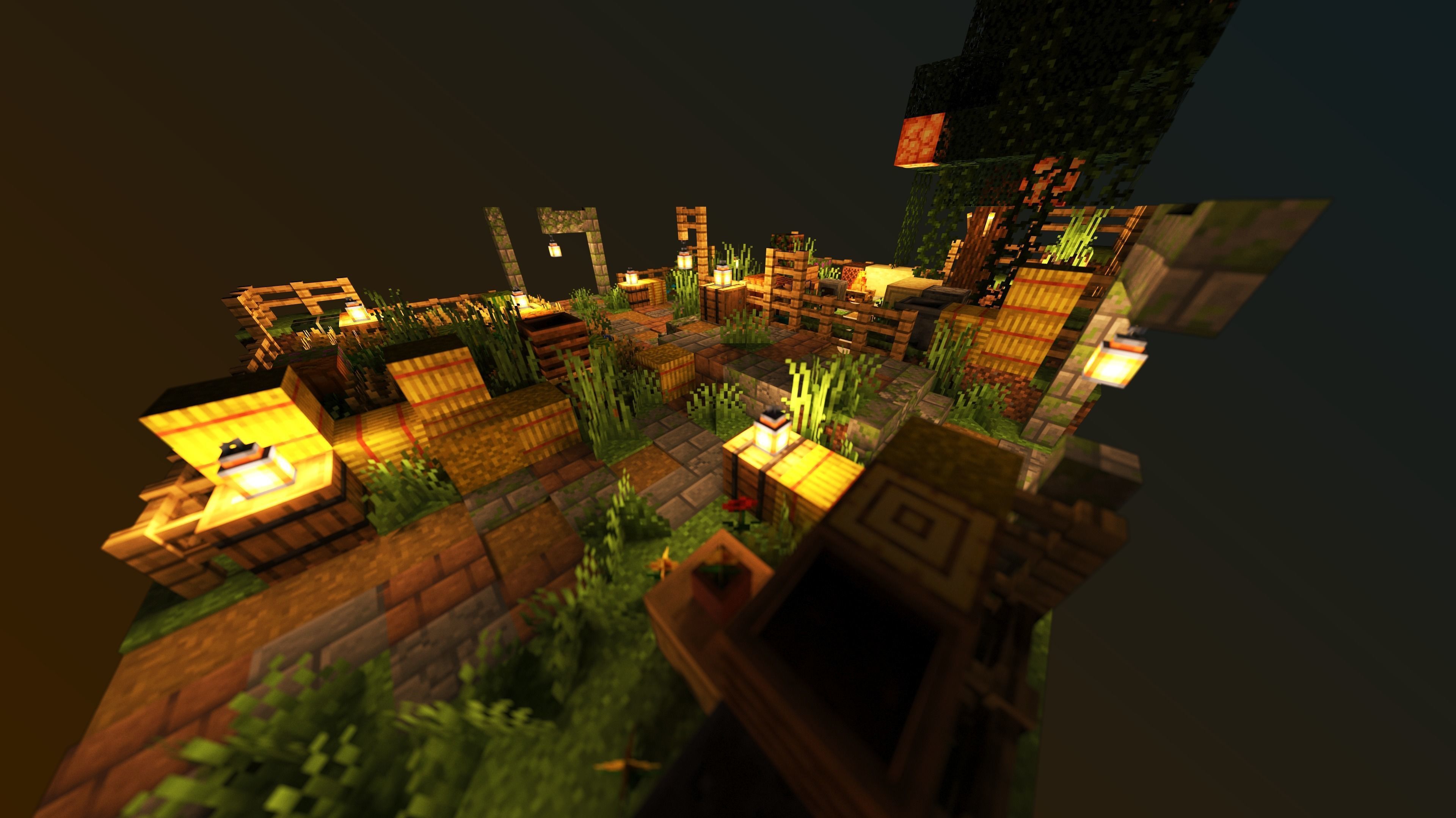 3D model Magical Minecraft Crossroads with campfire and shelter VR / AR ...