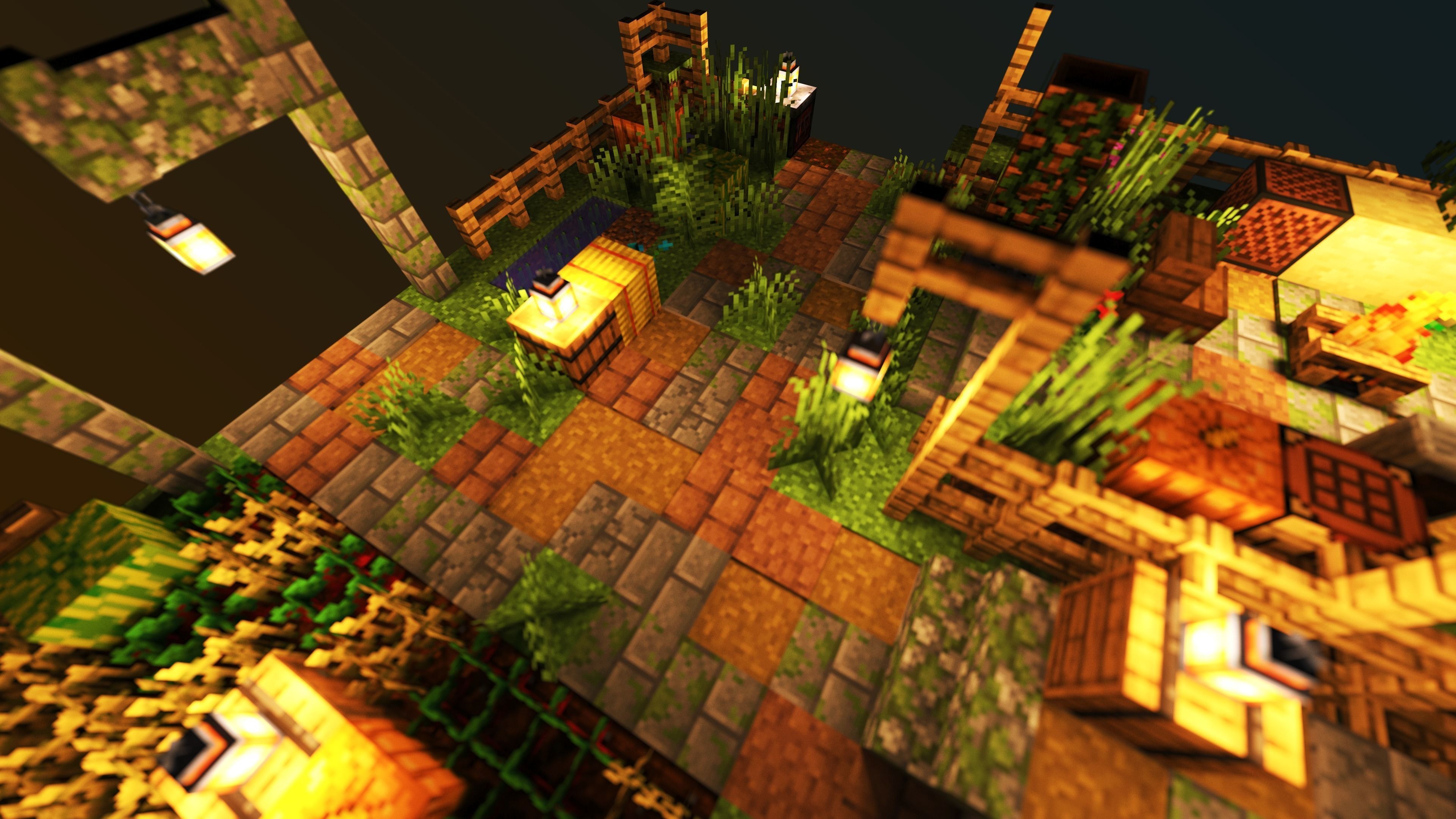 3D model Magical Minecraft Crossroads with campfire and shelter VR / AR ...