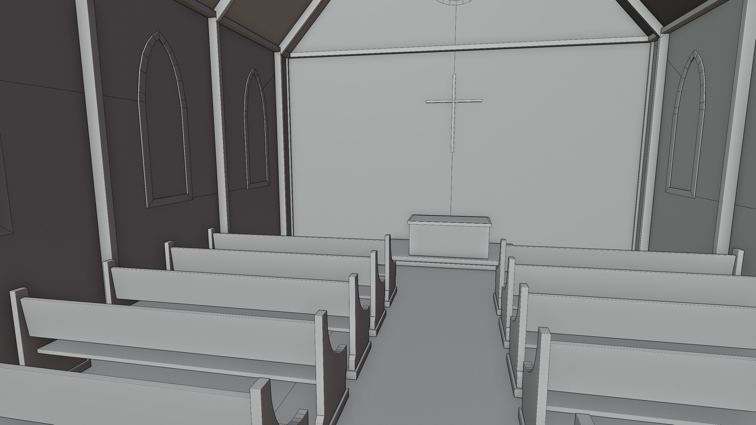 3D model Old Church with Interior VR / AR / low-poly | CGTrader