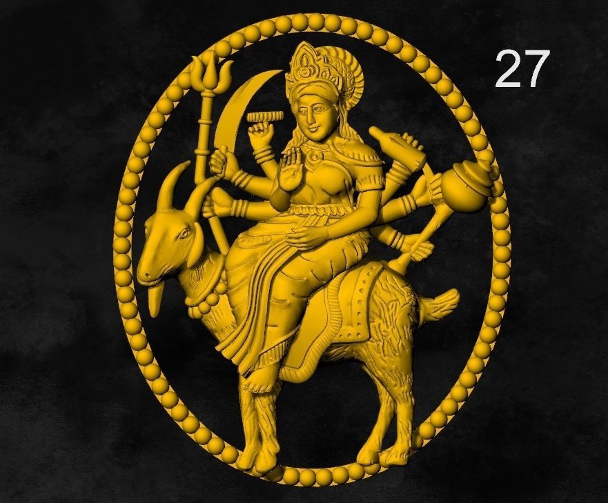 durga sheep kanaka matha gold silver locket pendent 3D model 3D ...