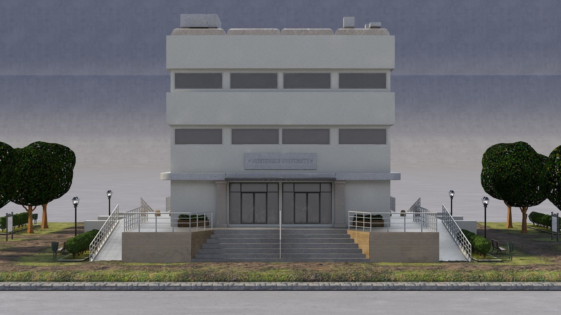 3D model Education Campus Building VR / AR / low-poly | CGTrader