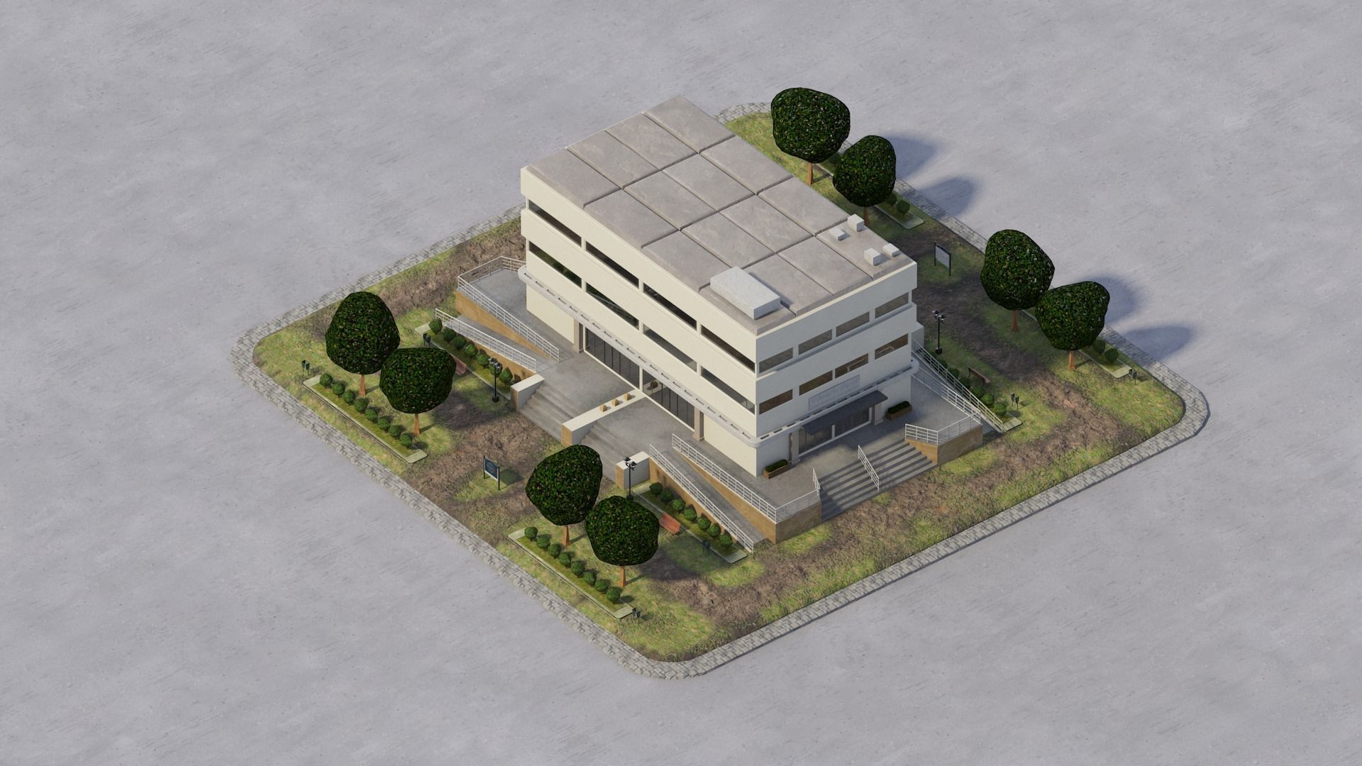 3D model Education Campus Building VR / AR / low-poly | CGTrader